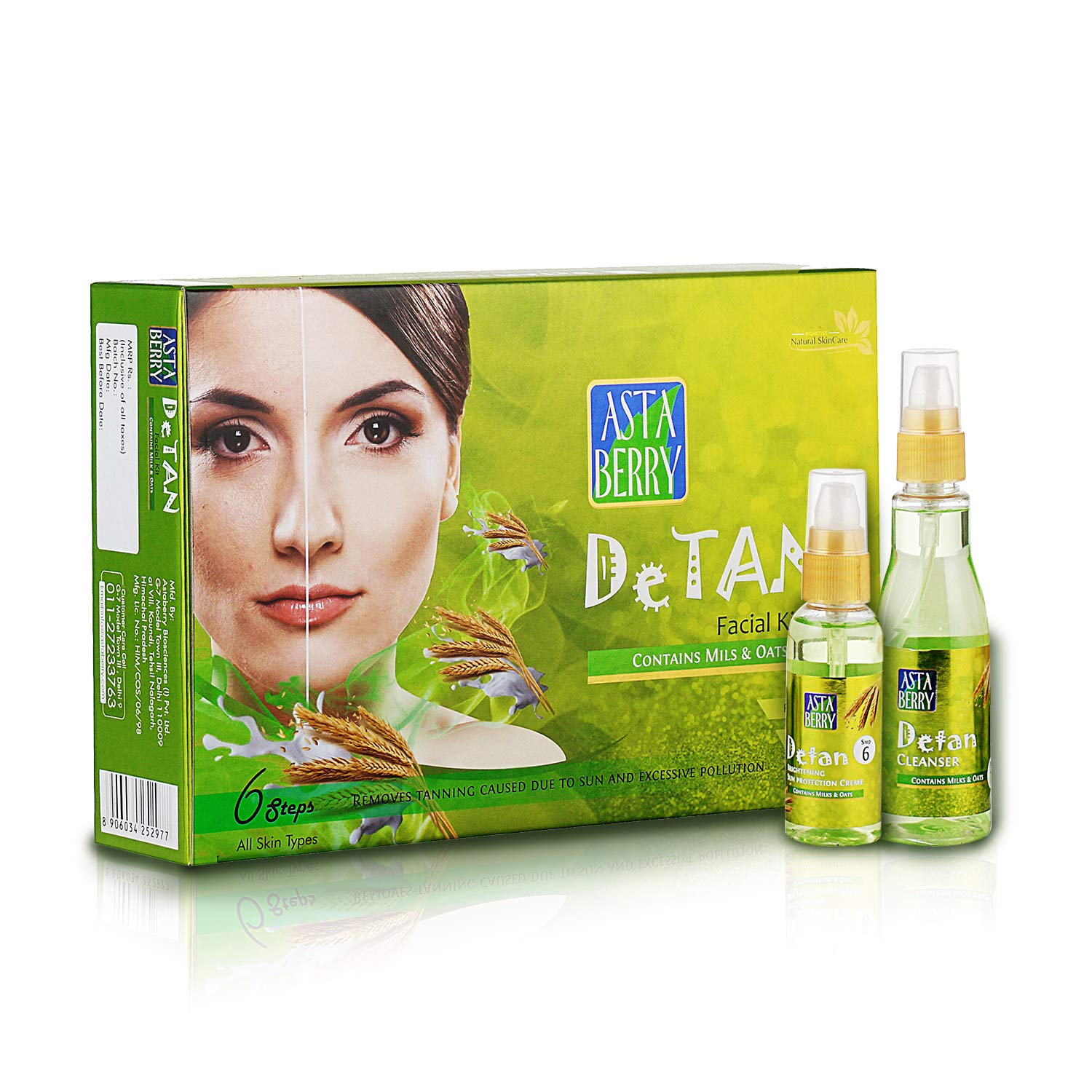 Astaberry Detan Facial Kit 6 Steps For All Skin Types 570ml - Contains ...