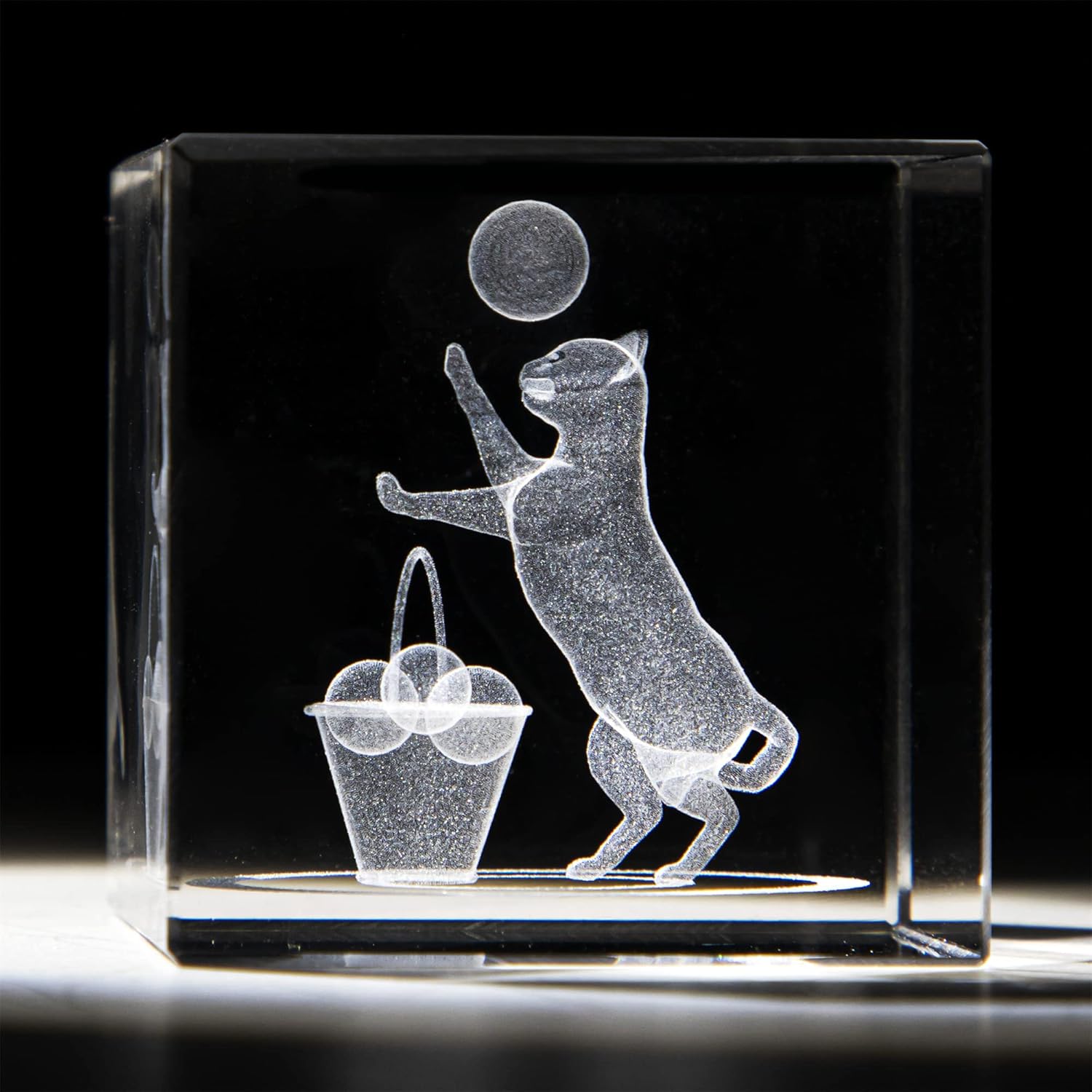 HDCRYSTALGIFTS 3D Laser Etched Crystal Cat Paperweight Ornament Art ...