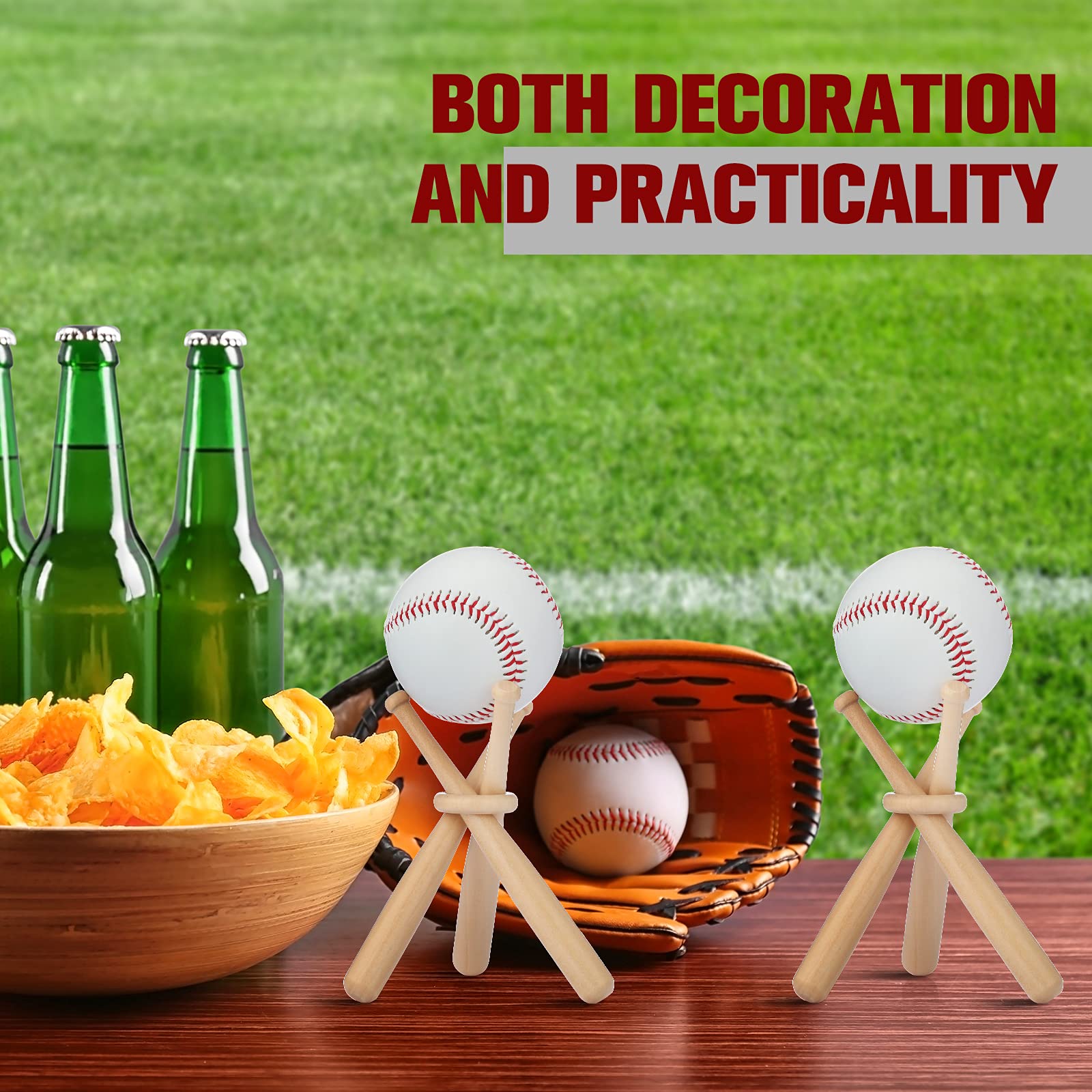Snapklik.com : Honoson Baseball Stand Holders Balls Display Bat Wooden ...