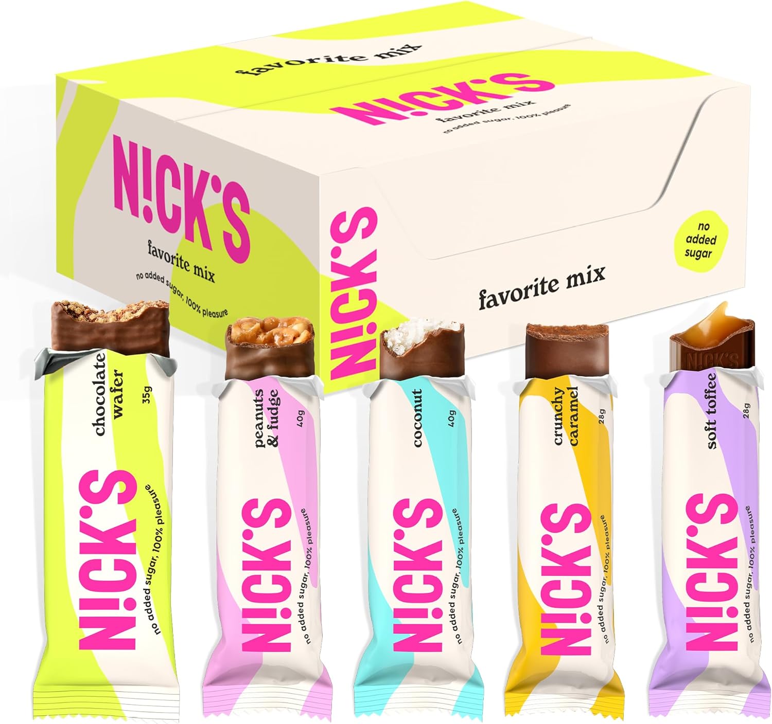 NICKS Chocolate bar Favourite Mix Variety Box, Keto Snack Bars No Added ...