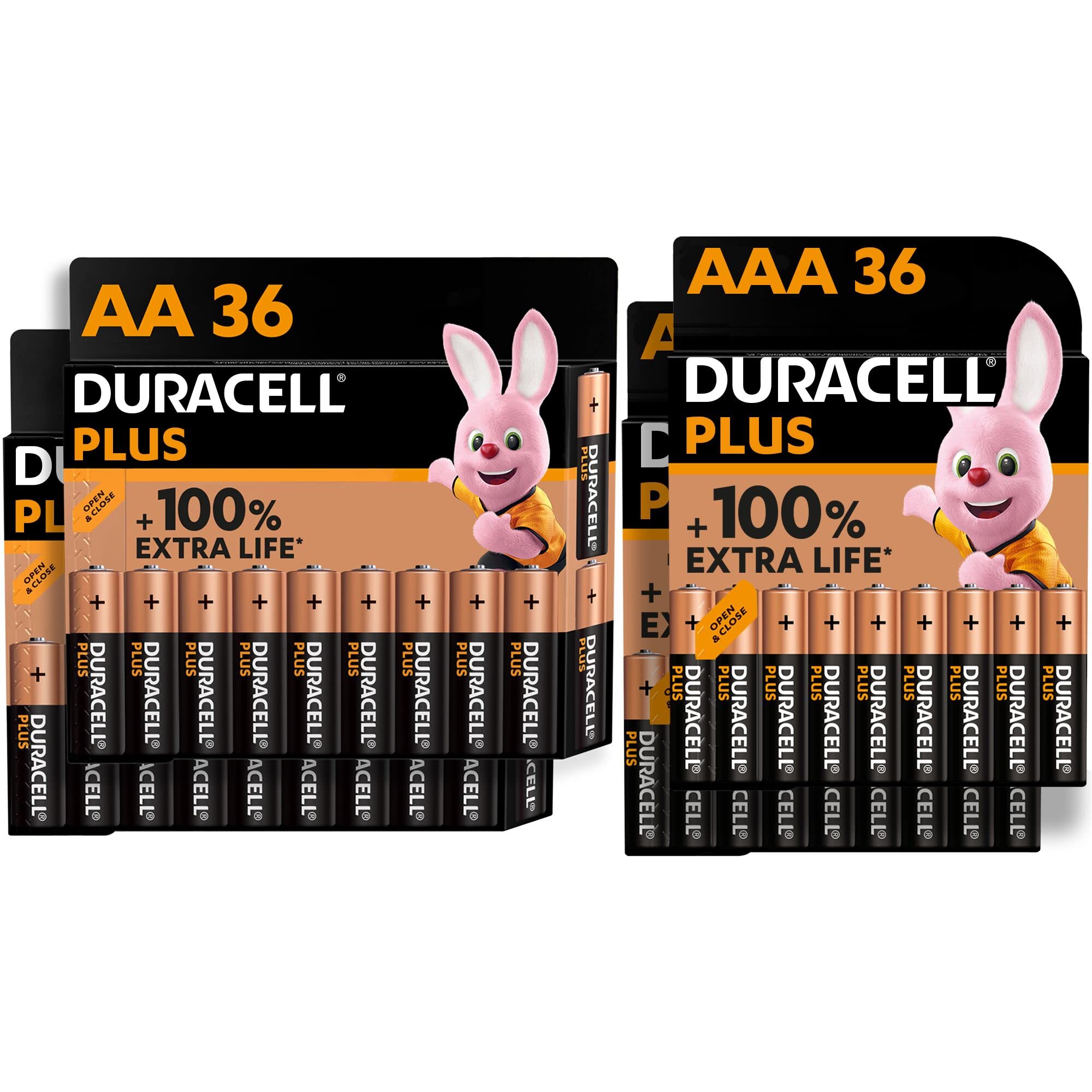Duracell Plus AA & AAA Batteries (Combo pack of 72) - Alkaline 1.5V ...