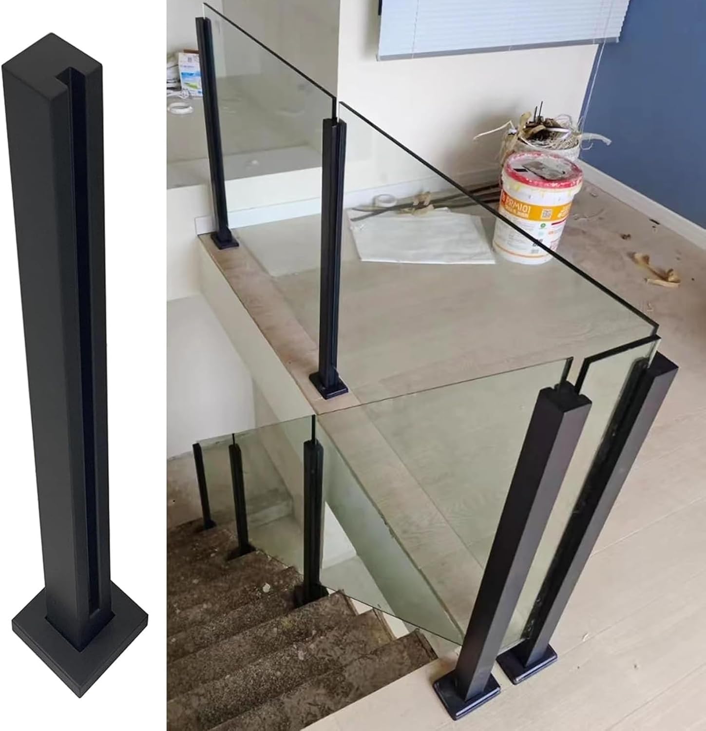 Black Deck Glass Balustrade Panels Post, 10-12mm Glass Railing System ...
