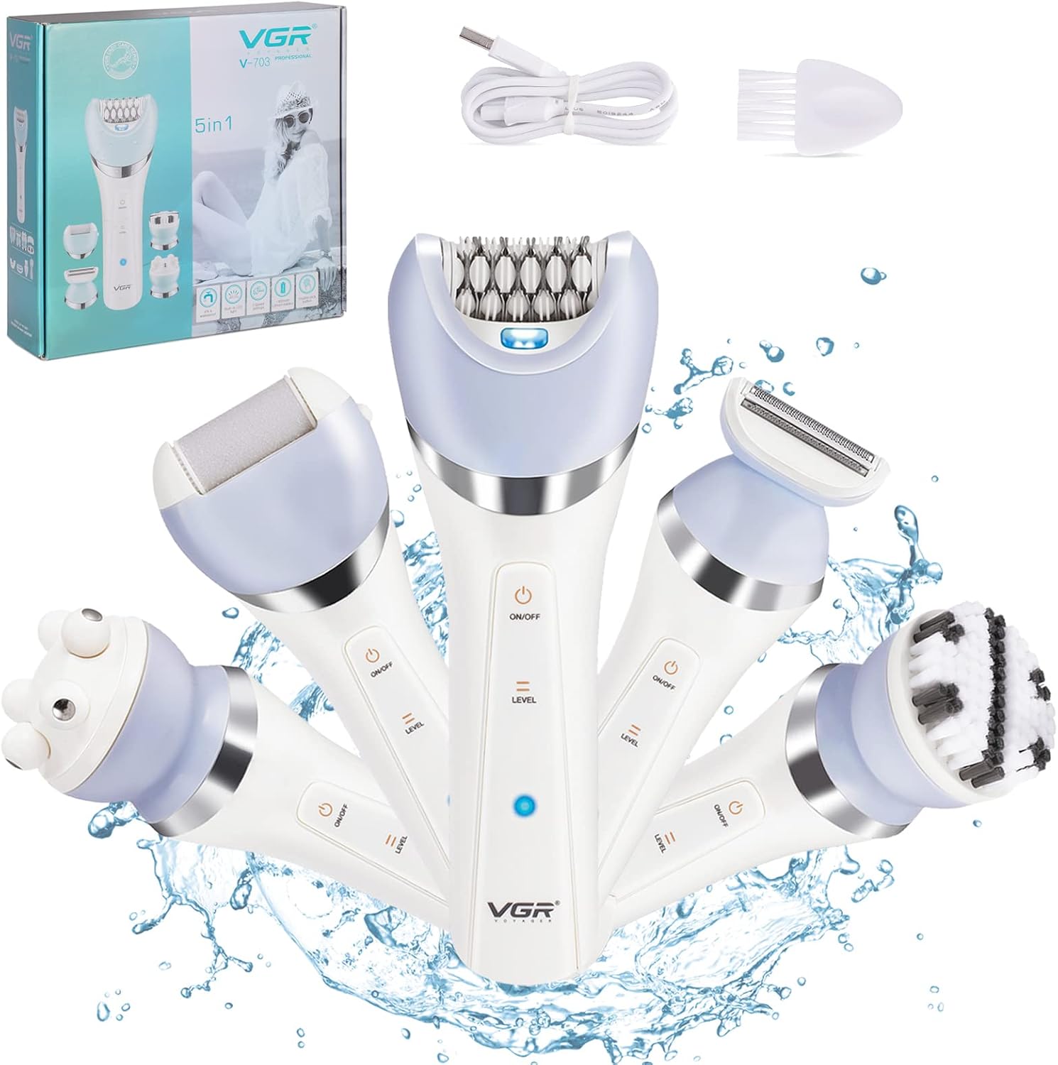 Épilateur électrique pour Femme, 5 en 1 Epilateur Electrique sans Fil ...