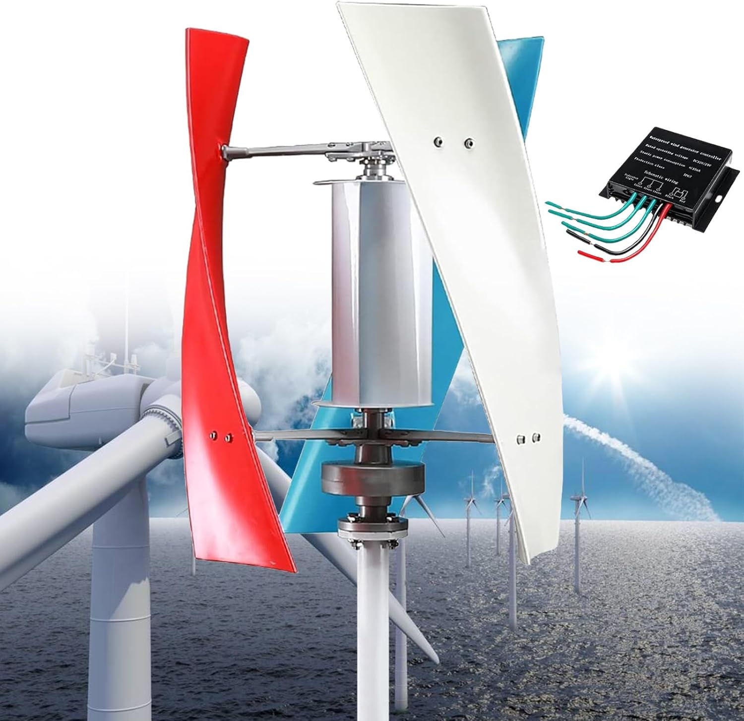 Amazon.com: Fablestoryem 14000W Hybrid Wind Turbine, Vertical Wind ...