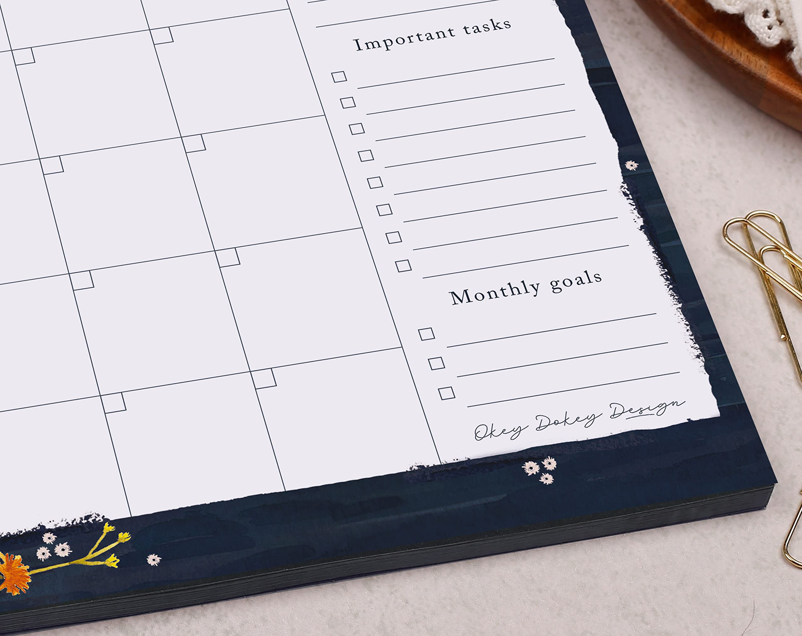 Making Meadows | Navy Blue Bird Monthly Planner Pad | A4 Tear Off Month ...