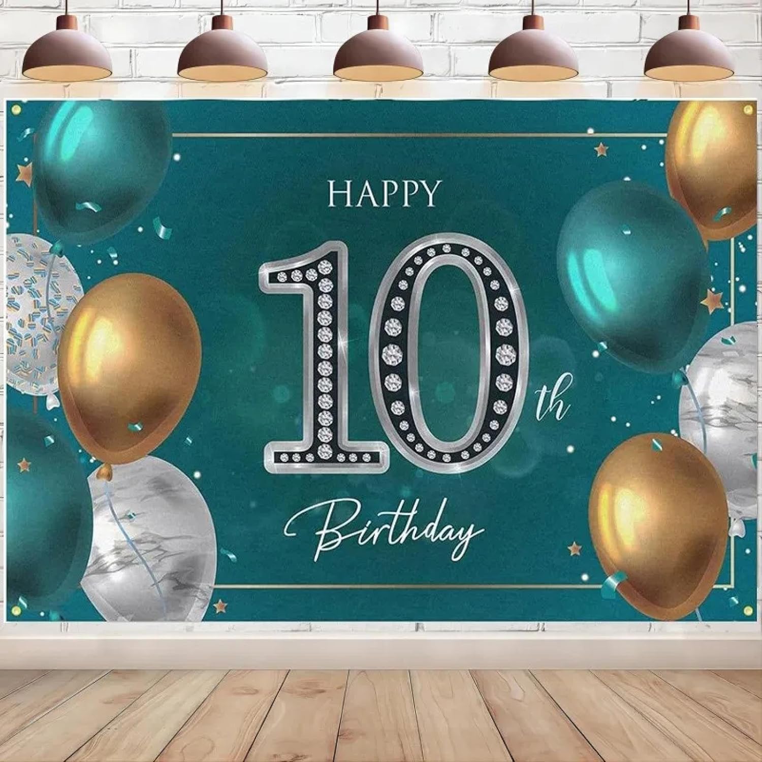 Amazon.com : Happy 10th Birthday Print Wall Decorations Backdrop Party ...
