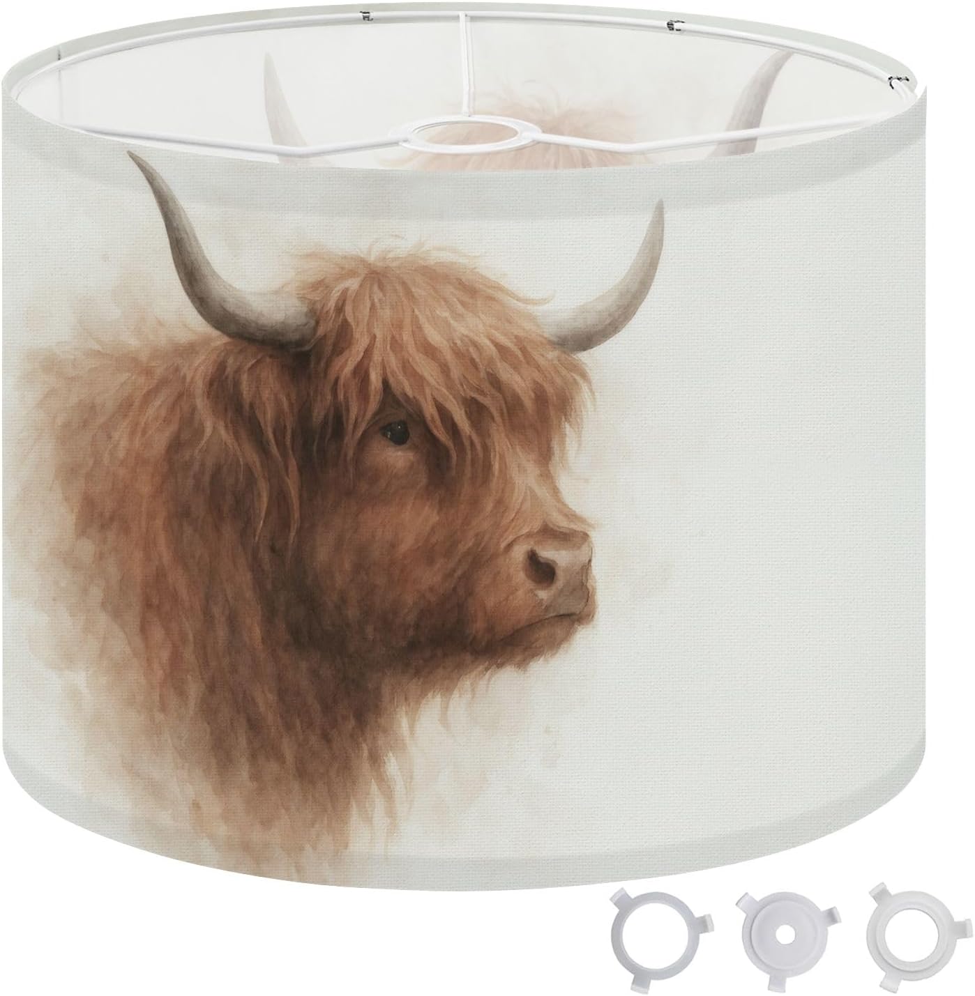 Drum Lamp Shades Highland cattle Scottish Highland cow Bull horns add ...