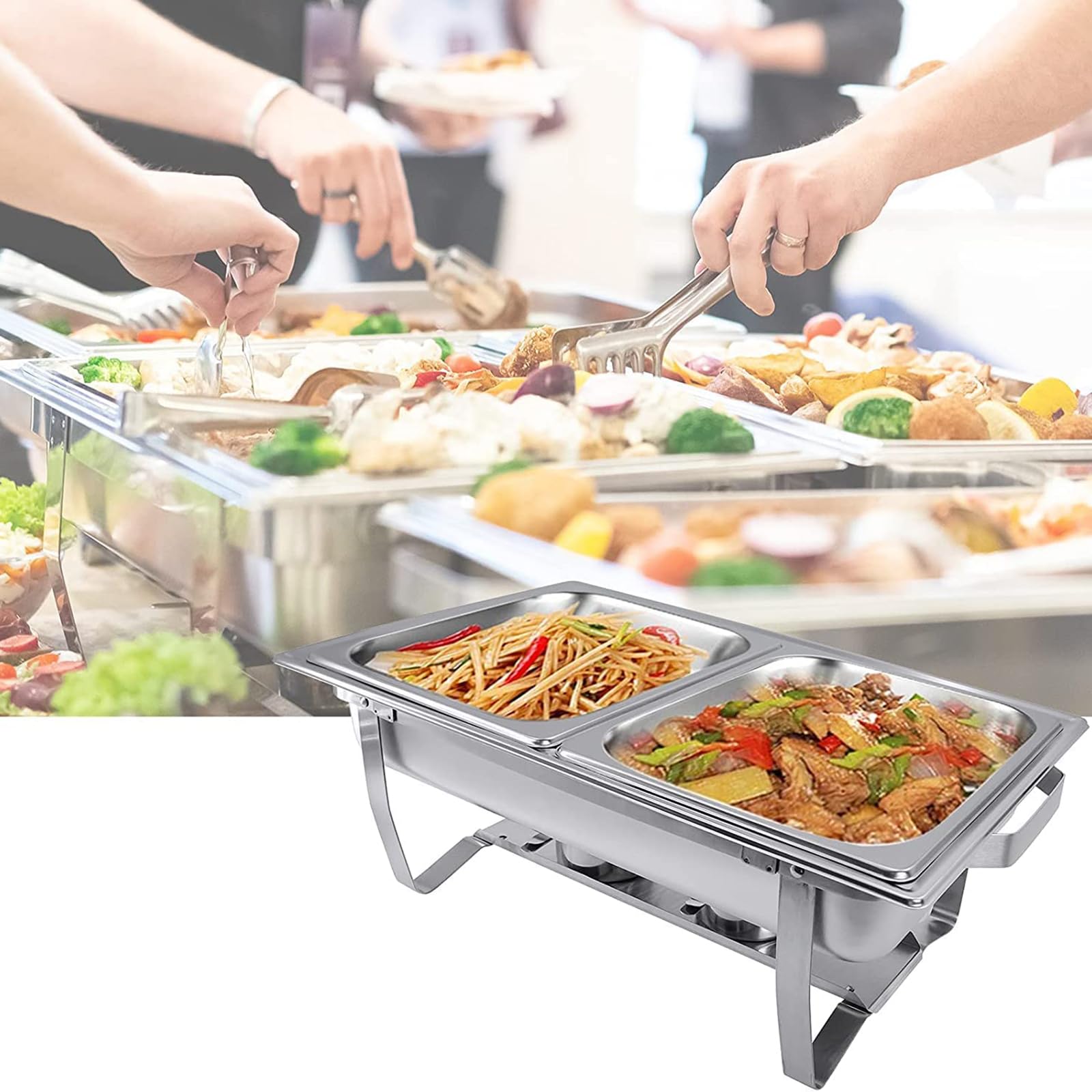 Chafing Dish Buffet Set, 6 Pack 9QT Stainless Steel Chafer Complete Set ...