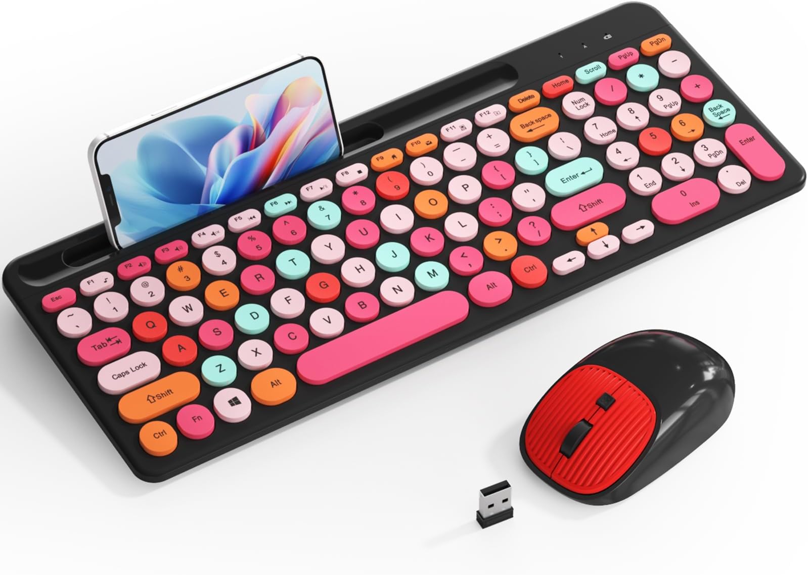 Retro Typewriter Wireless Keyboard With Round Keycaps 2 4ghz Compact Usb Cute