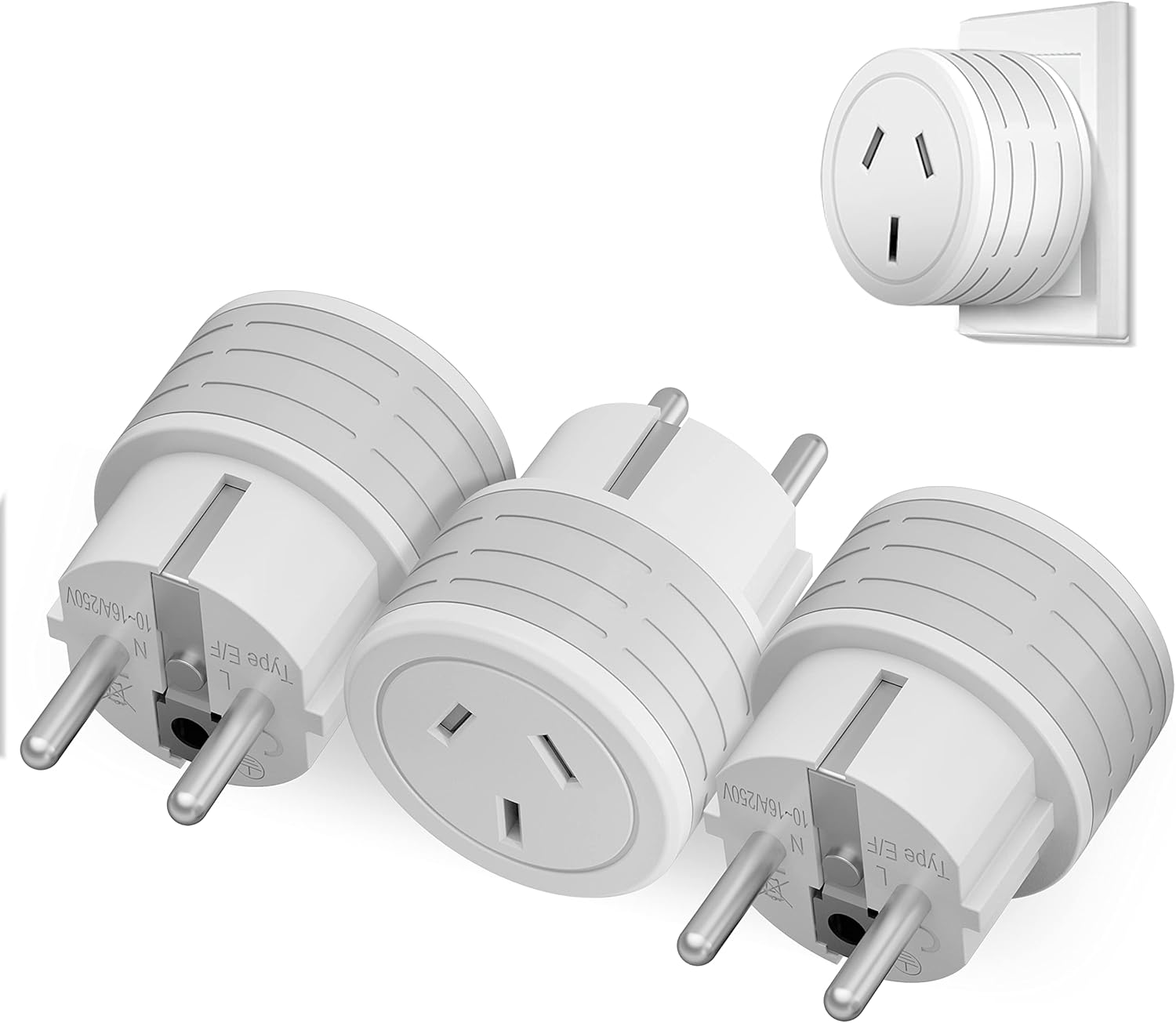 HEYMIX EU Travel Adapter 3-Pack, AU to EU Universal Travel Plug, EU to ...