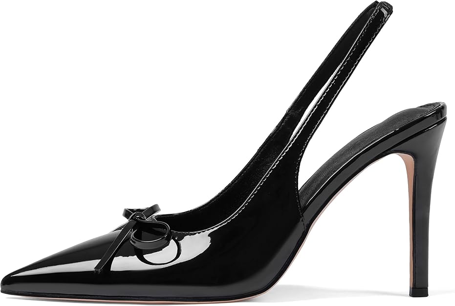 Amazon.com | Eteridrey Black Heels for Women Bow Stiletto High Heels ...
