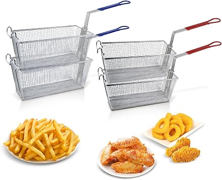 Amazon.com: Clivia's 4PCS Commercial Fryer Basket 13X6.5X6 Inch ...