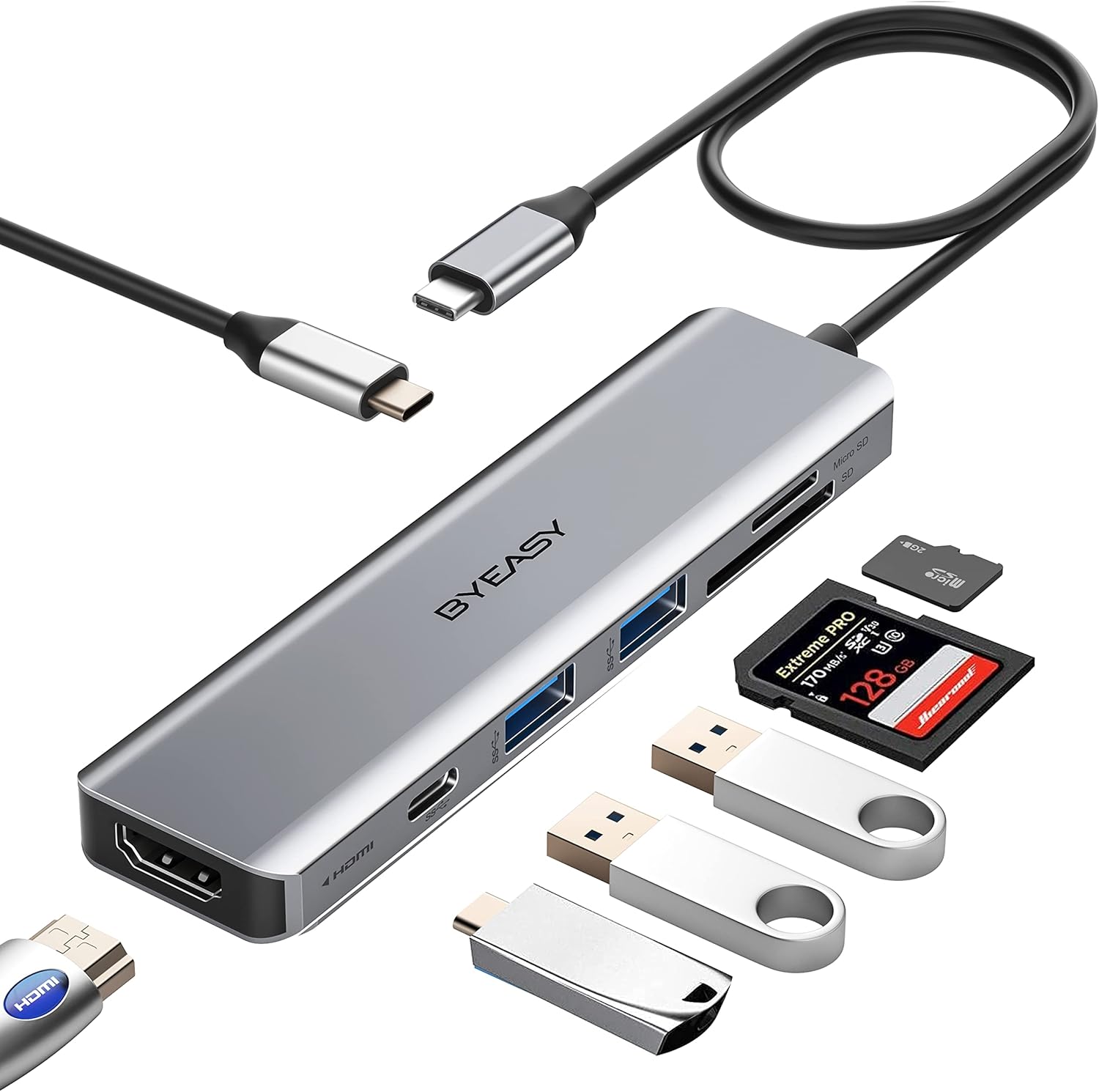 Amazon.com: BYEASY 4 Ports USB Hub for Laptop USB C to USB Multiport ...