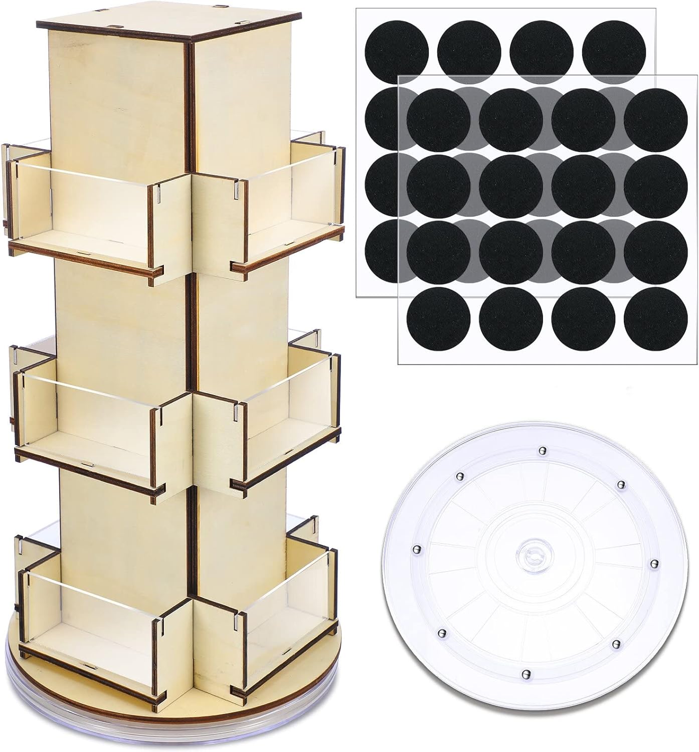 Kathfly Rotating Display Stand 3 Tier Wood Greeting Card Display Stand ...