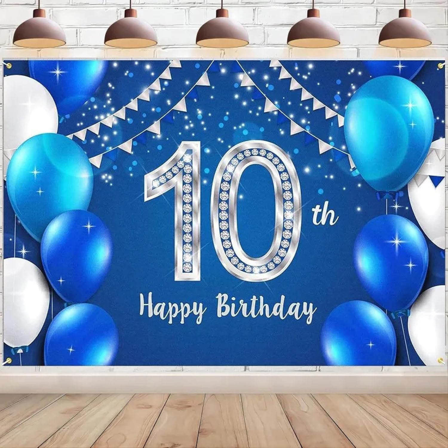 Amazon.com : Happy 10th Birthday Print Wall Decorations Backdrop Party ...