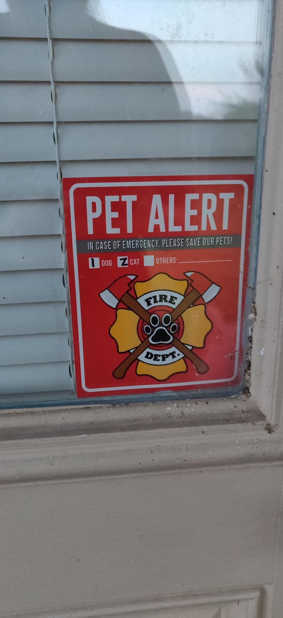 Amazon.com : Pet Alert Fire Rescue Sticker - (4) 5" x 4" Window Door ...