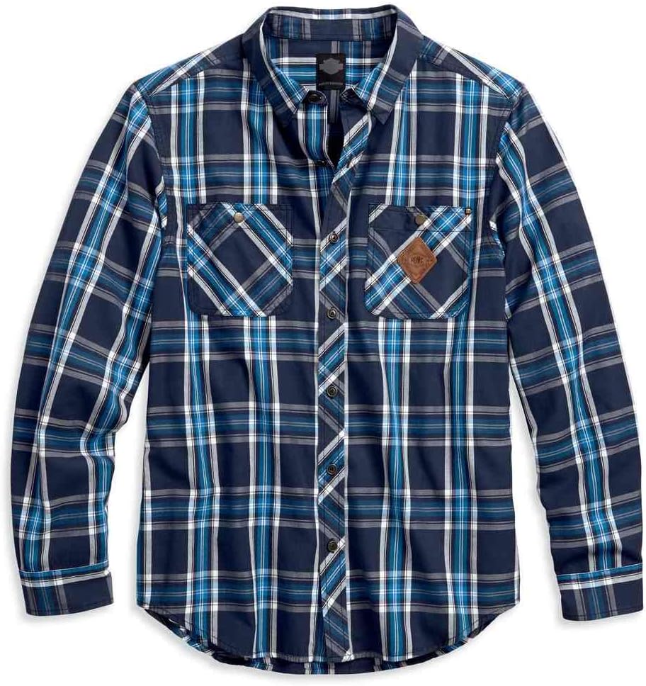 Amazon.com: Harley-Davidson Camisa con botones a cuadros de etiqueta ...