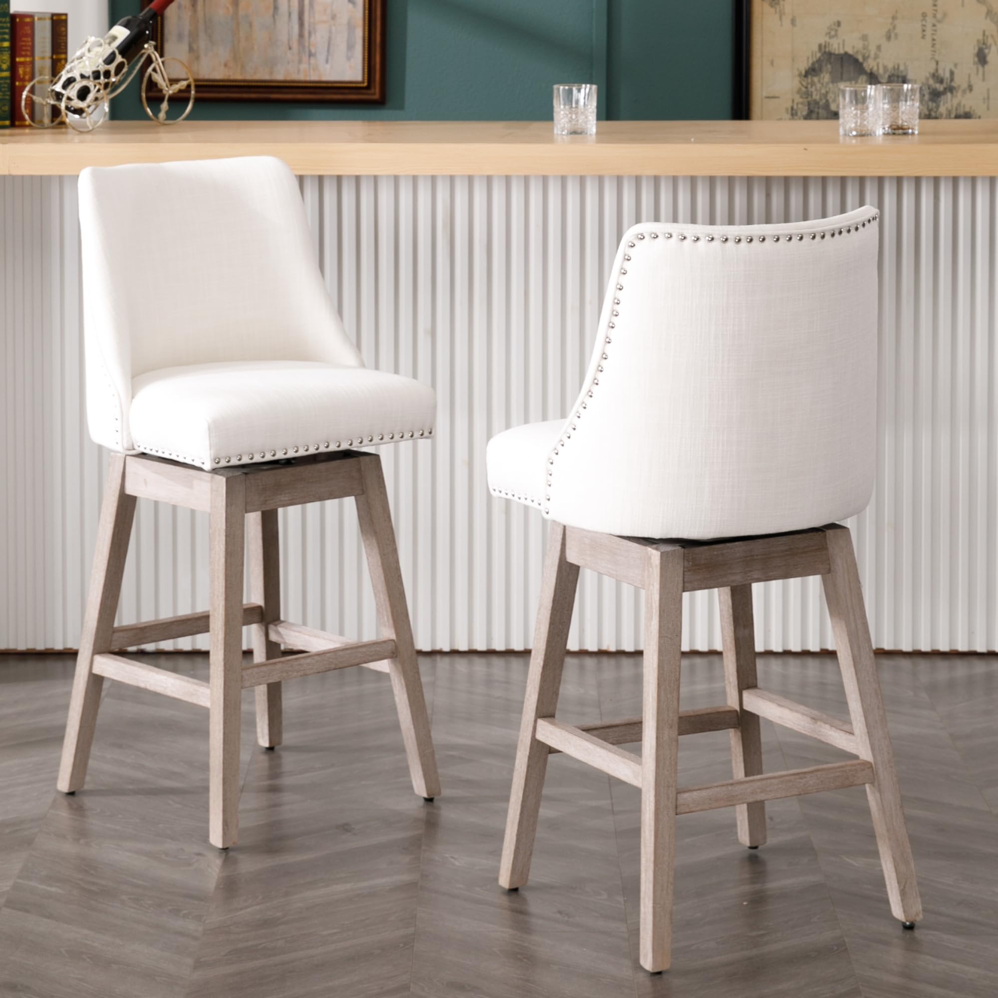 Amazon.com: DM Furniture Bar Stools Set of 2 Counter Height Barstools ...