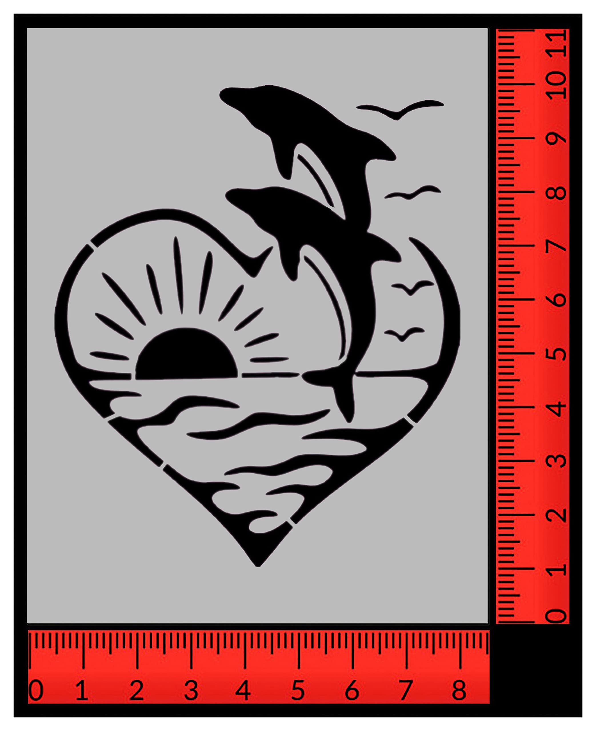 Dolphin Heart Stencil