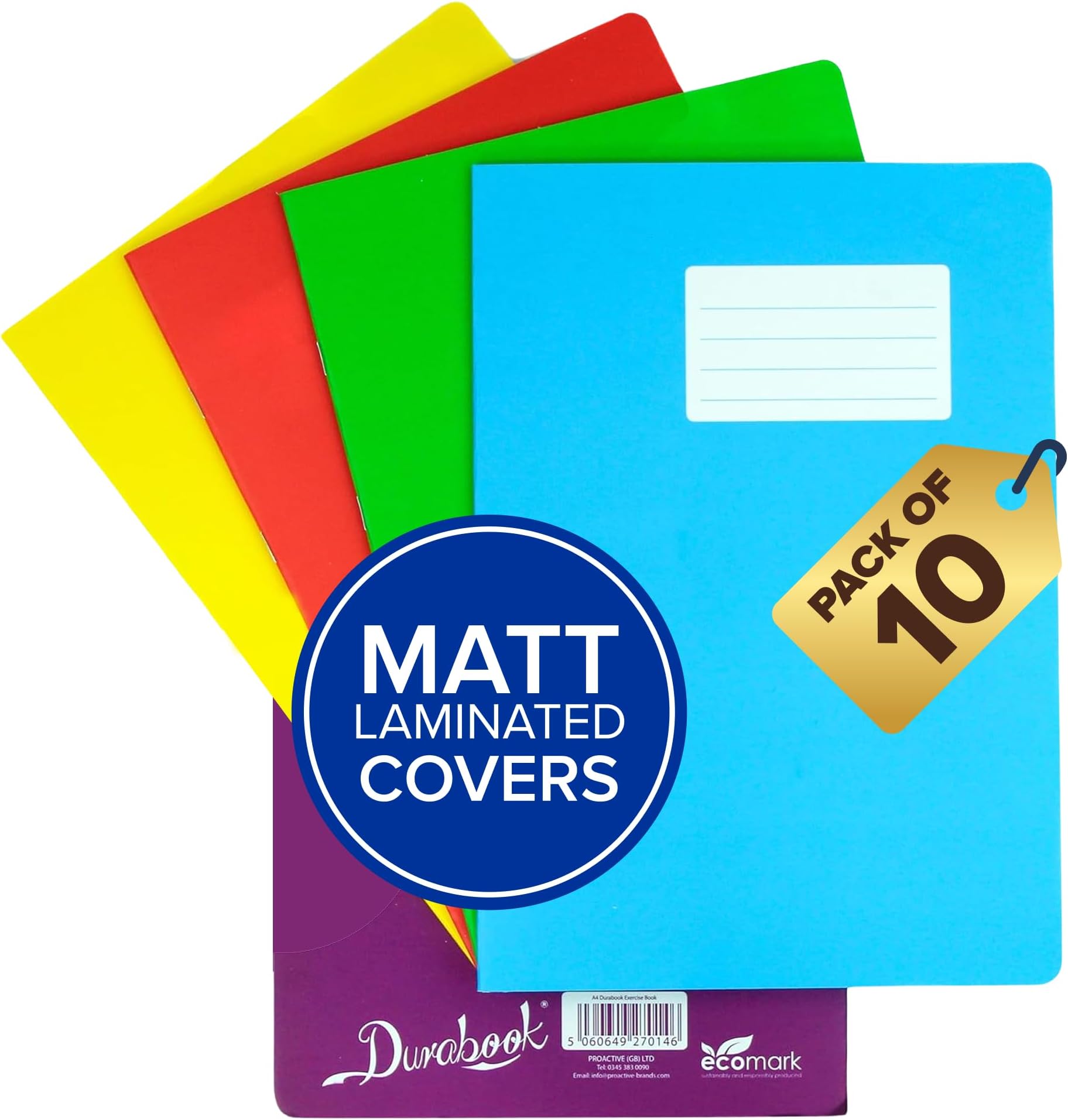 Durabook A4 8mm F&M 5 Assorted Colour Exercise Books, Pack of 5, 80 ...