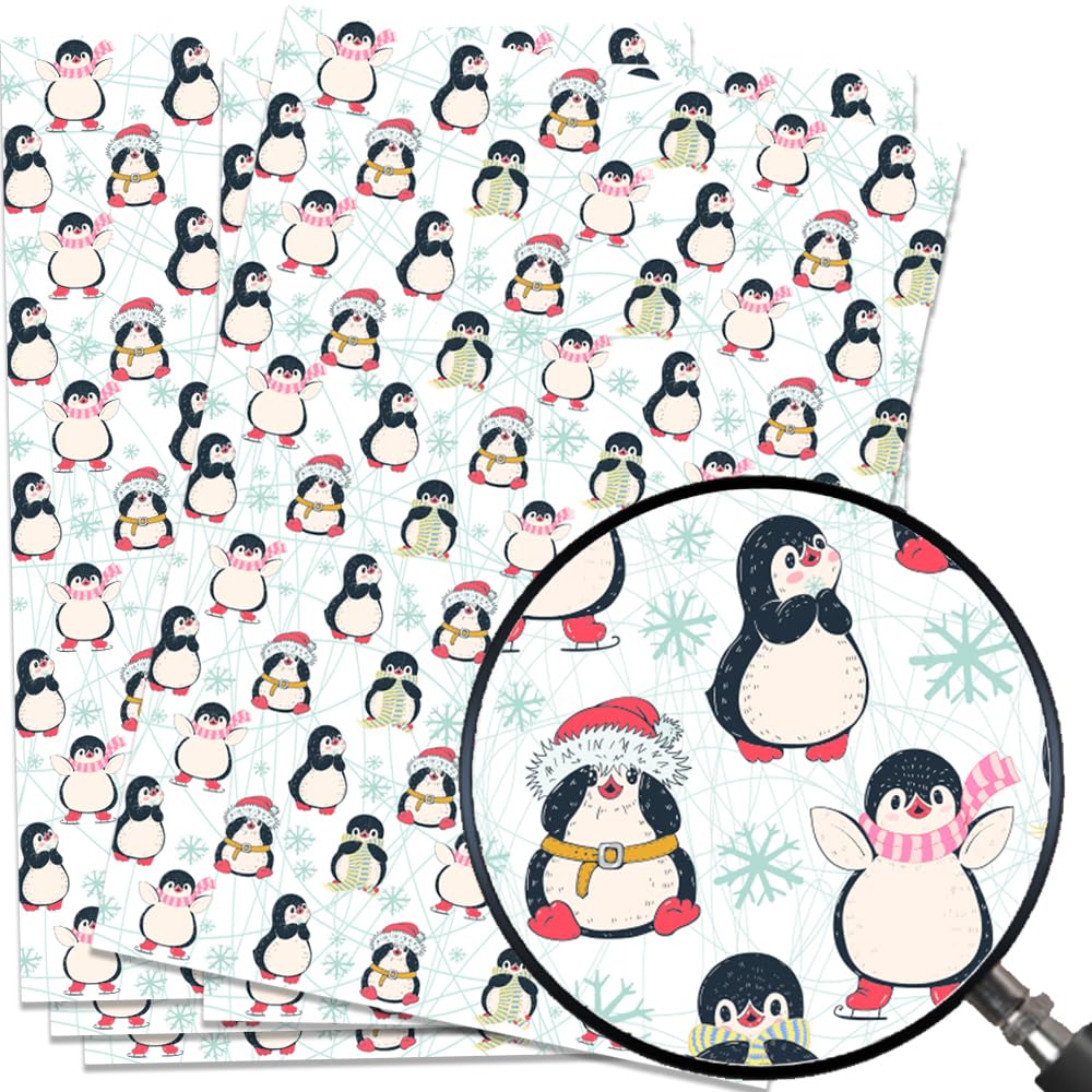 Christmas Wrapping Paper, 5Pcs Cute Penguin Christmas Wrapping Paper ...