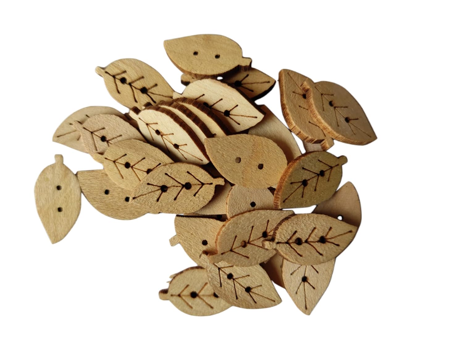 Dhiraj Enterprise Maple Wooden Button|2 Holed button|Design-Leaf Shape ...