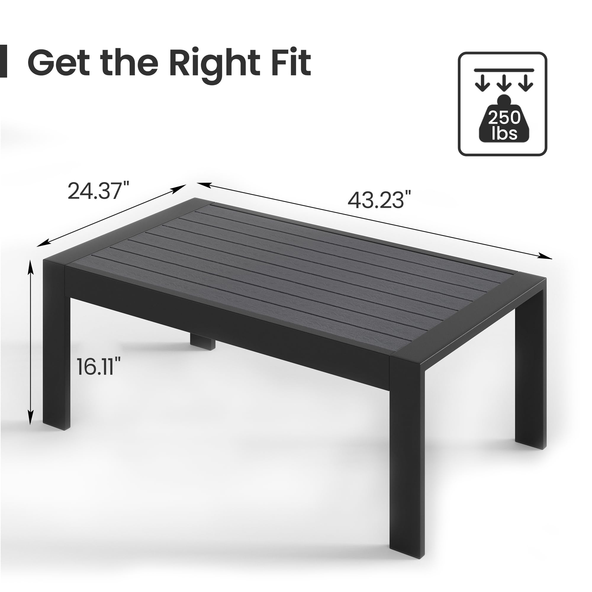 Snapklik.com : All-Weather Aluminum Outdoor Coffee Table, Modern Coffee ...