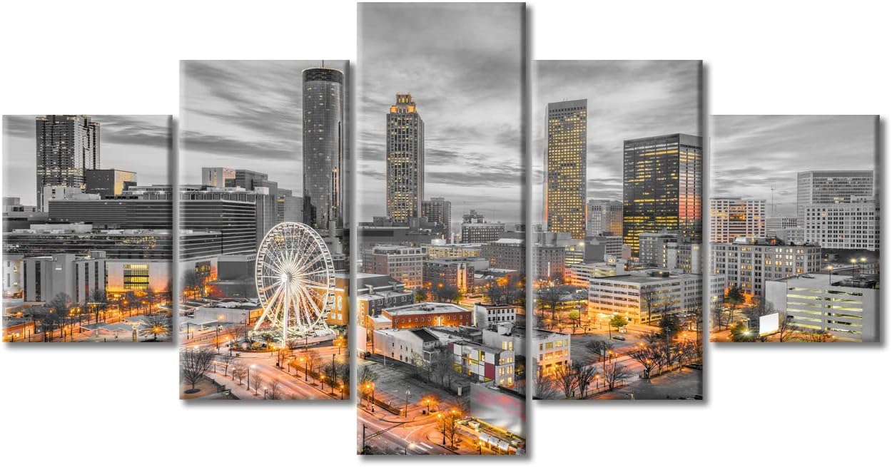 Amazon.com: TUMOVO 5 Piece Wall Decor American Cityscape Canvas ...
