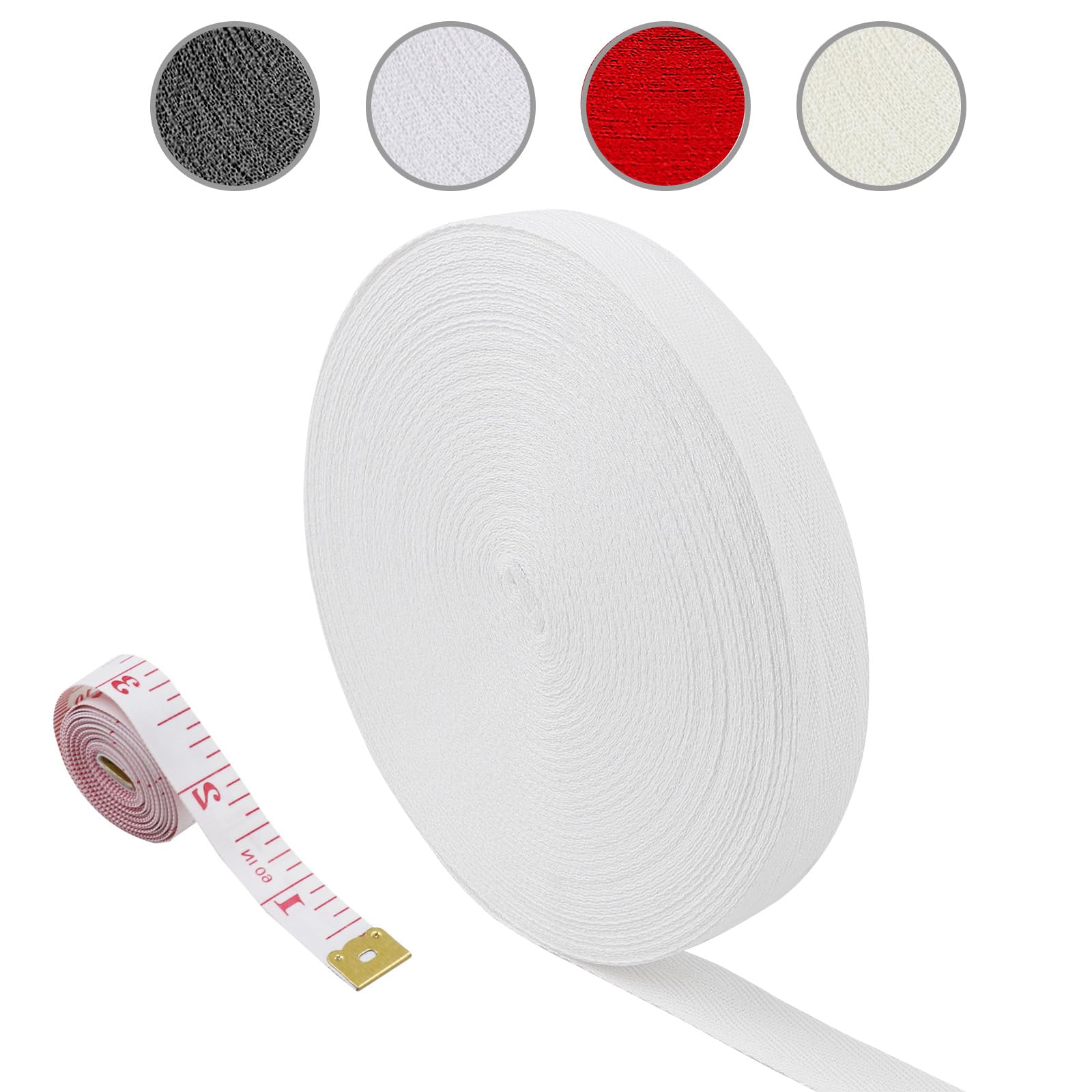 50 Meters Cotton Tape Bias Binding Tape, Width 25MM Twill Webbing Tape ...