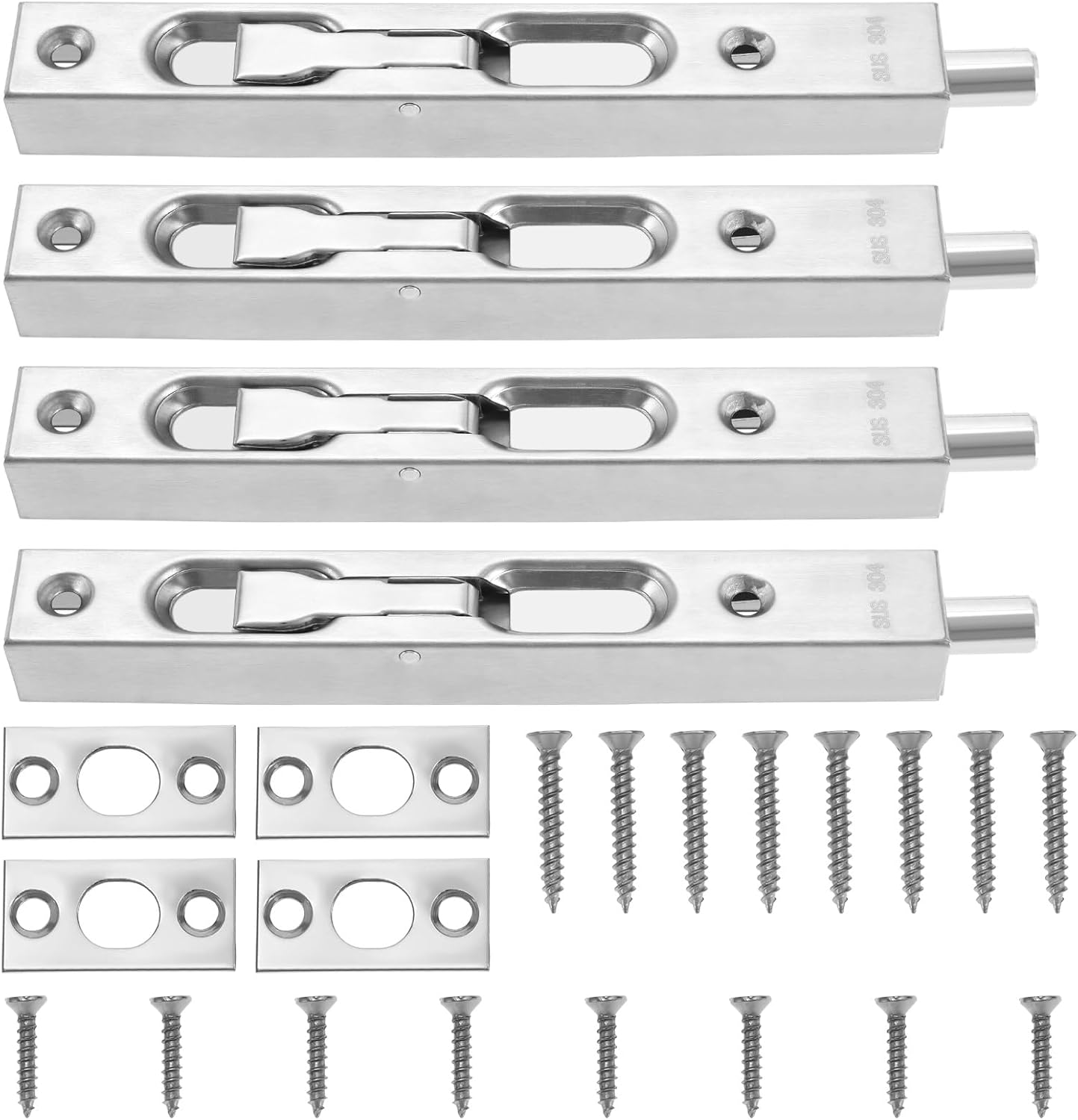 ECSiNG 4PCS Door Bolt Lock Flush Bolt Latch Lock Stainless Steel ...