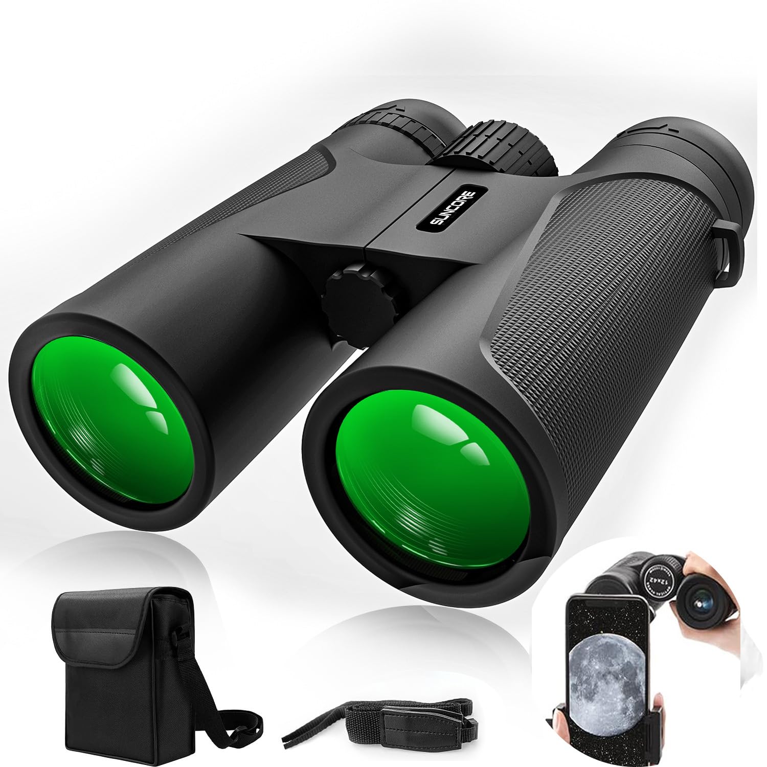 12x42 HD Binoculars for Adults with Universal Phone Adapter - High ...