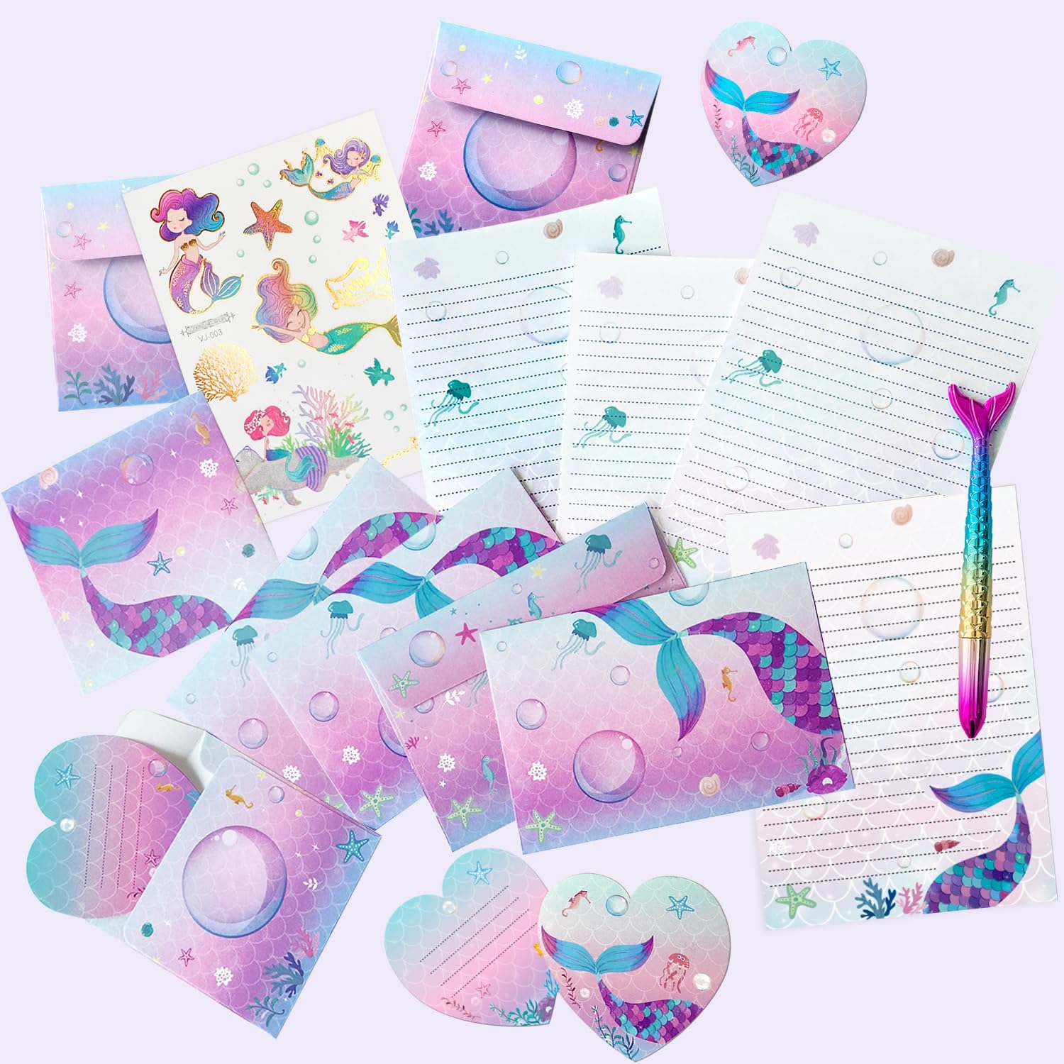 Amazon.com: Mermaid Stationery Set Gift for Girl - 20 Mermaid -Style ...