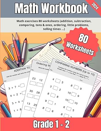 Math workbook : Grade 1 - 2: Math exercises 80 worksheets (addition ...