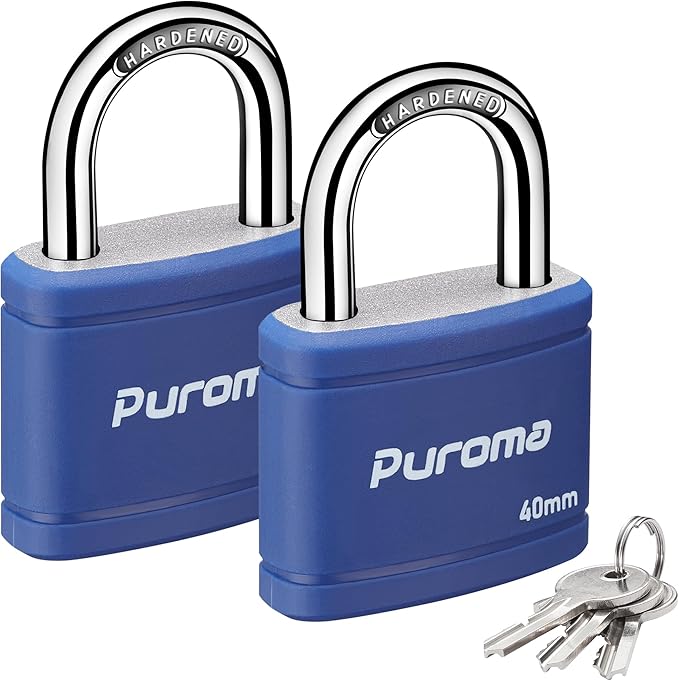 Puroma 2 Pack Keyed Padlock with 3 Keys Alike, 7/8 Inch Locker Lock ...