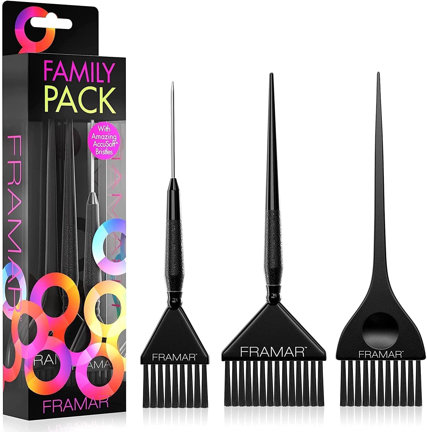 FRAMAR Hair Dye Brush Set – 3-Pack Black Colour Brushes for Bleach ...