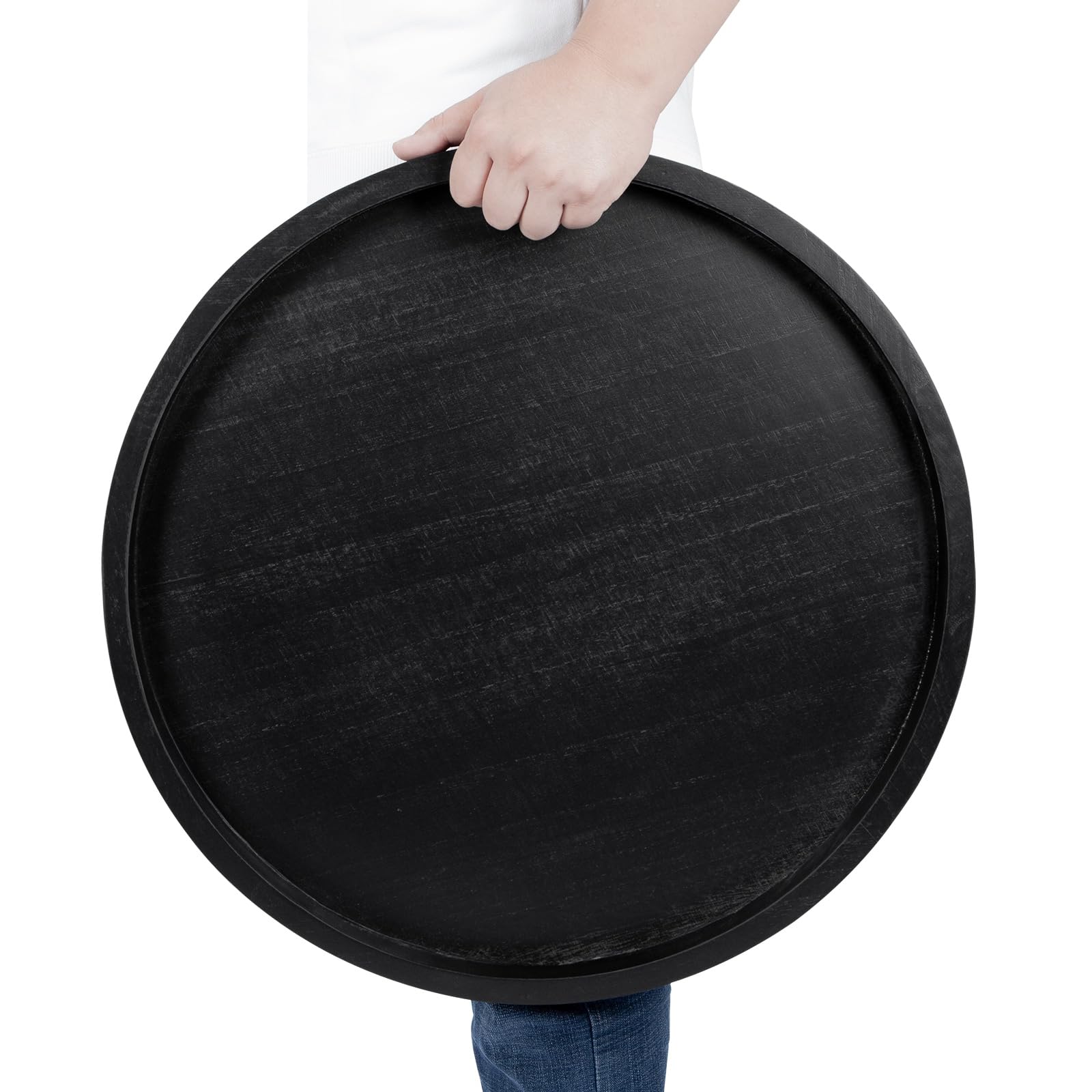 Amazon.com: Round Ottoman Coffee Table Tray for Living Room Wood ...