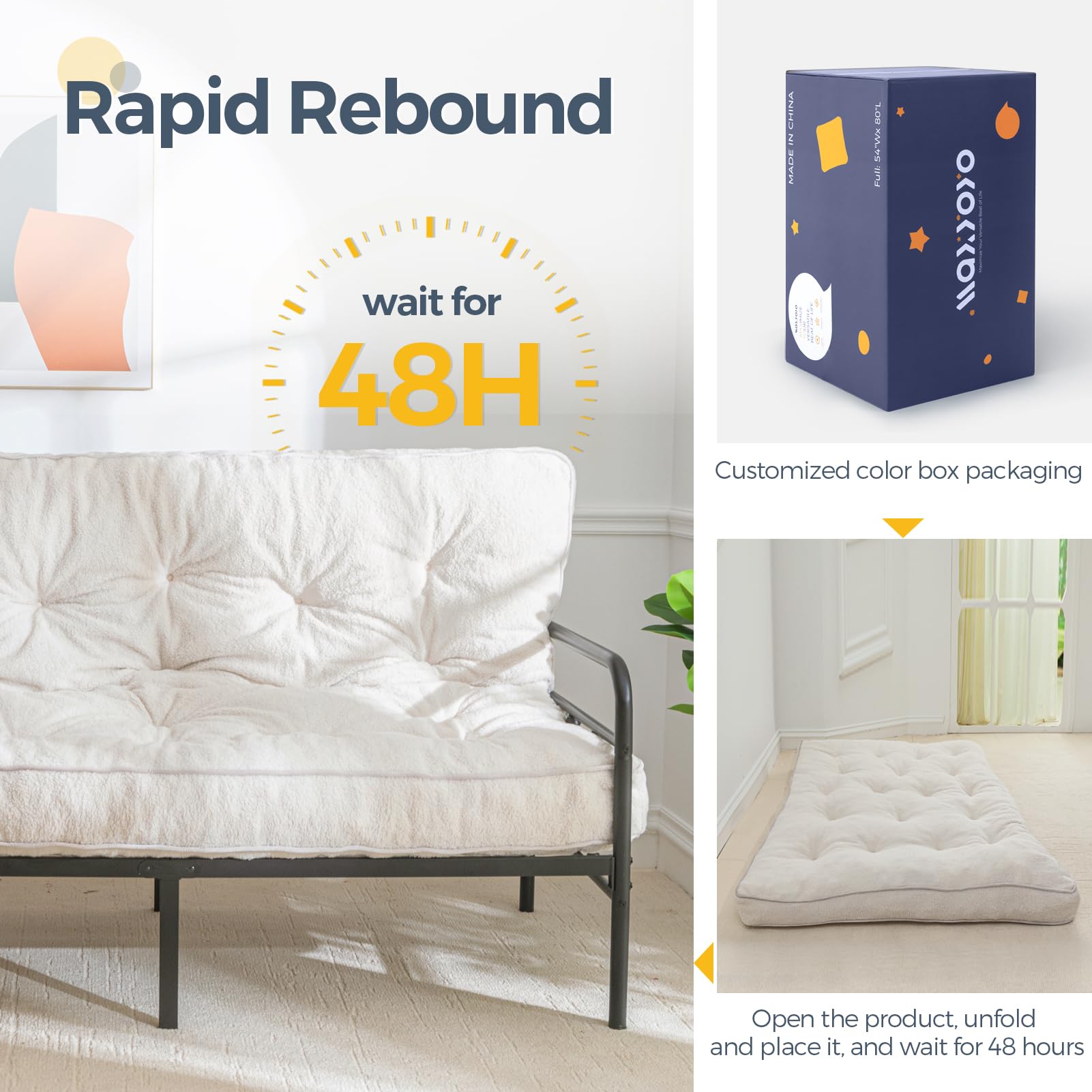 Snapklik.com : MAXYOYO 6" Futon Mattress Full Size, Thick Boucle Futons ...