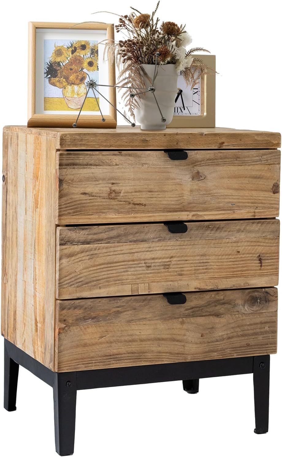 Amazon.com: Wnutrees Farmhouse Nightstand Solid Wood Bedside Table with ...