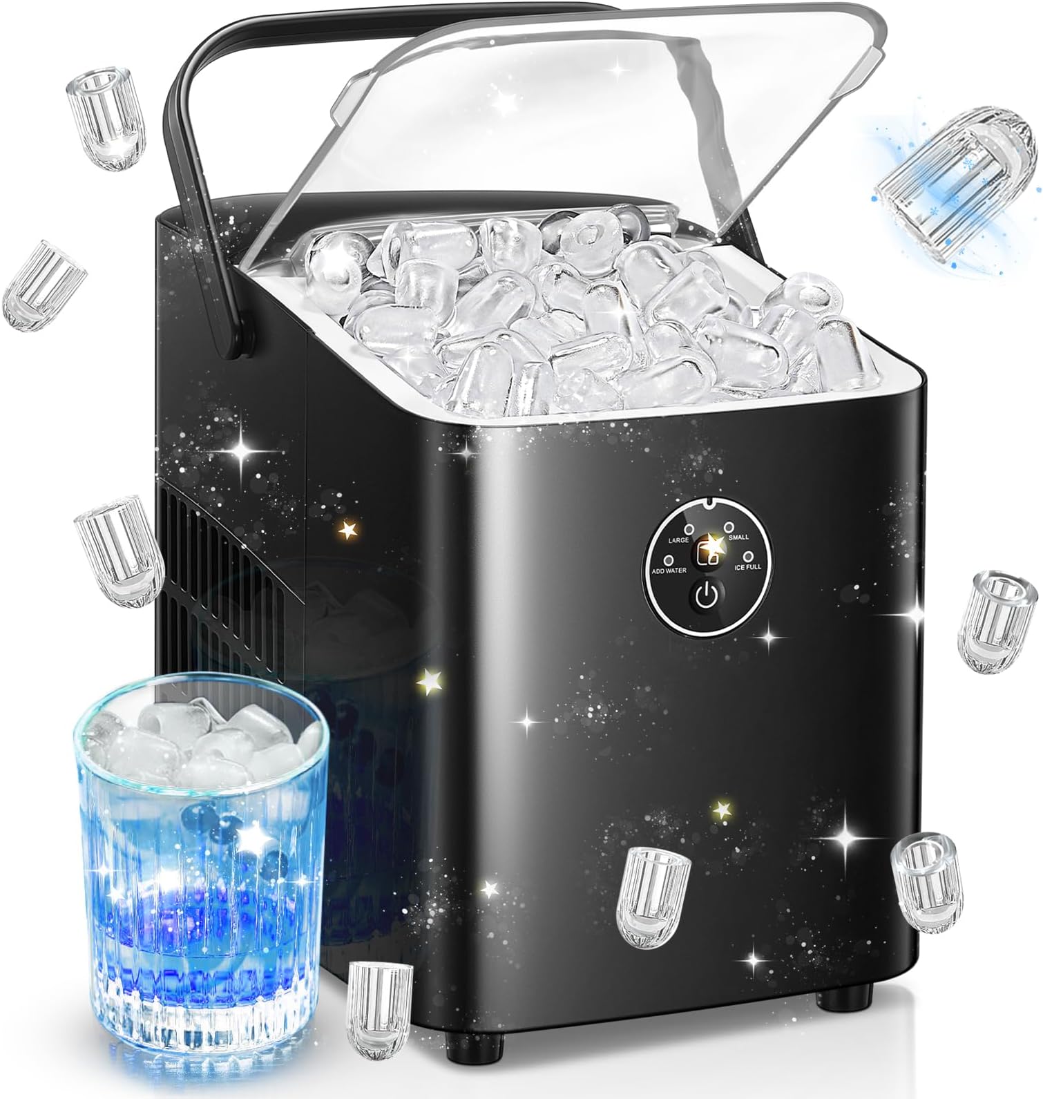 FOHERE Ice Maker Machine Countertop, 14KG in 24H, Ice Ready in 5 Mins ...