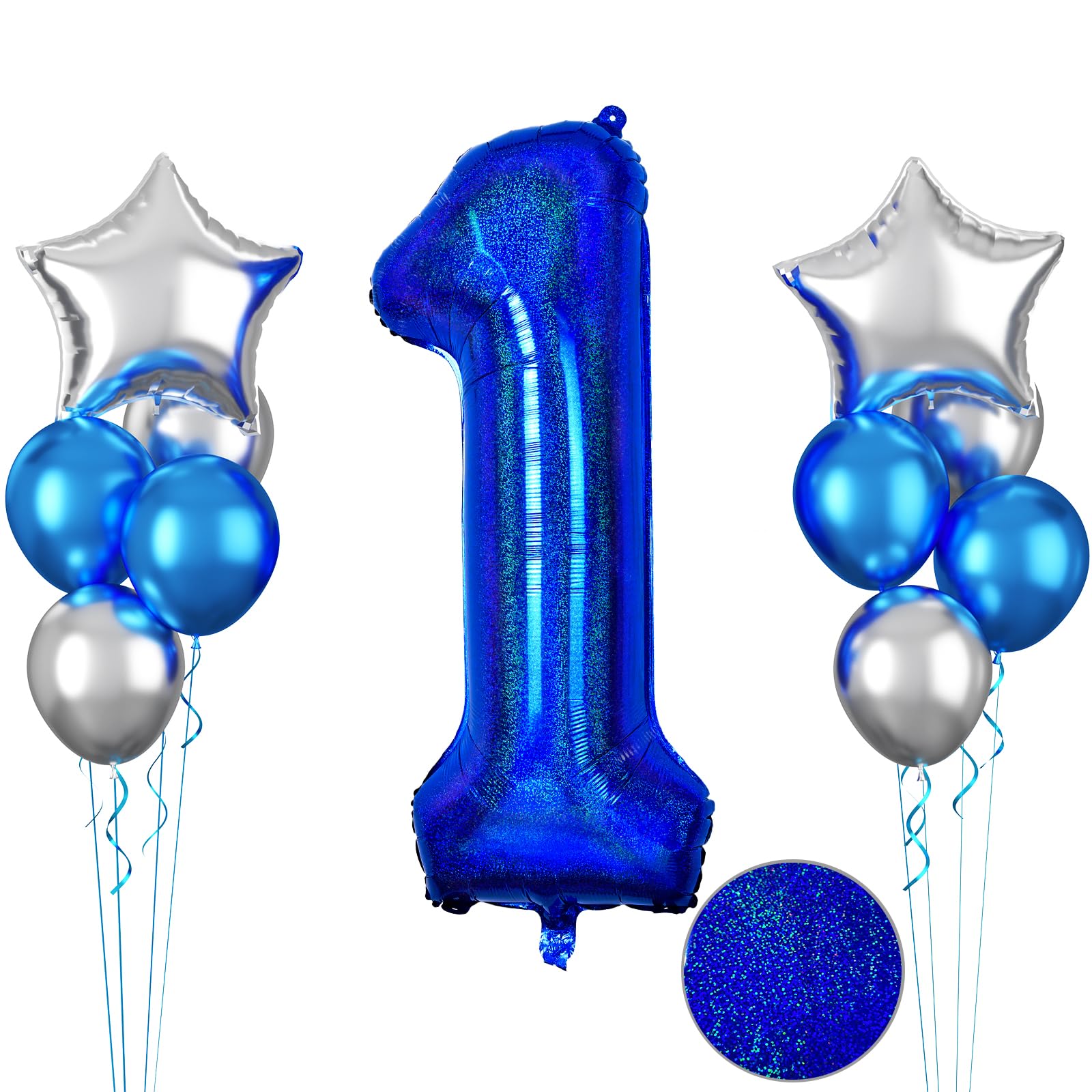 Snapklik.com : Glitter Blue Number 1 Balloon, 40 Inch 1st Birthday ...