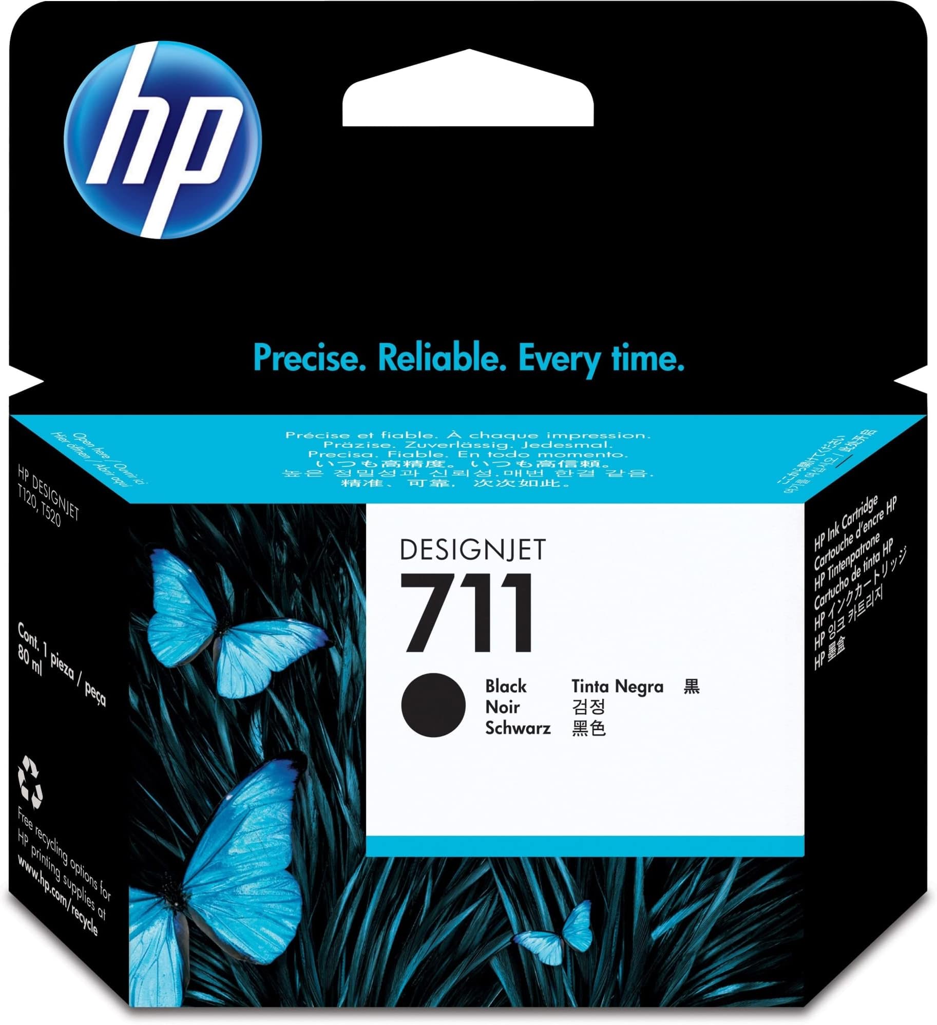 HP 3ED71A/712 Ink cartridge black 80ml for HP DesignJet T 200 : Amazon ...