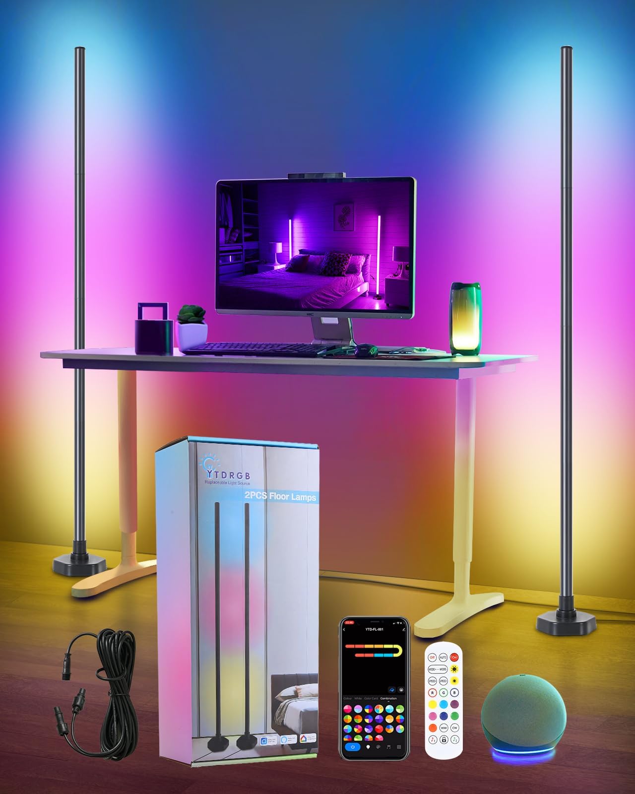 YTDRGB Led Corner Floor Lamp - Corner Lamp Compatible with Alexa, RGB ...