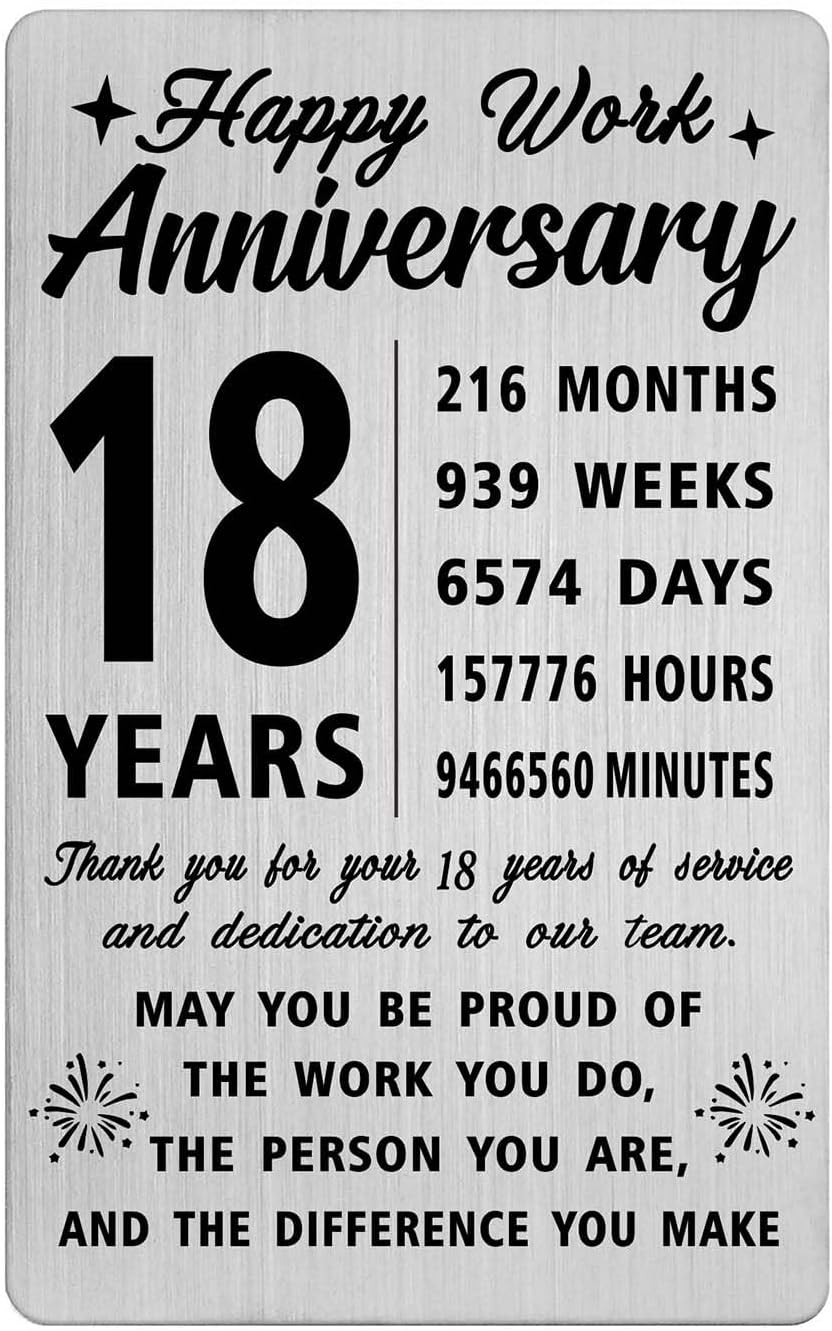 Amazon.com : Richesele 18th Work Anniversary Card - Happy 18 Year 18th ...
