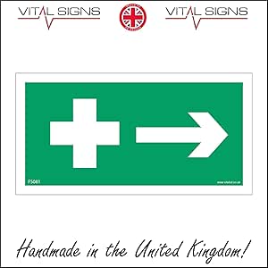 FS081 First Aid Right Arrow SIGN cross box cabinet nurse aid unwell ...