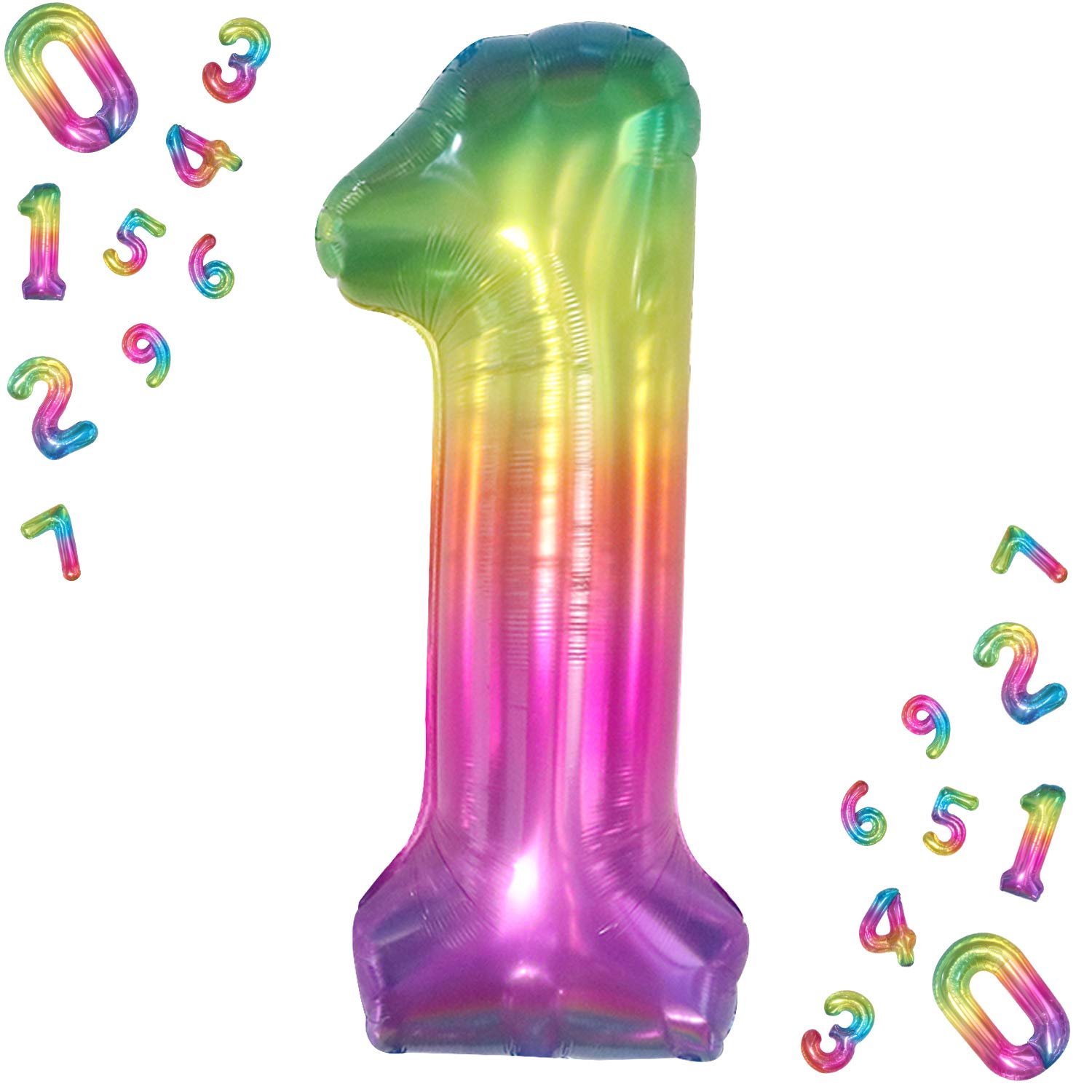 Buy Giant Jelly Rainbow Number 1 Balloon - Large, 40 Inch, Colorful ...