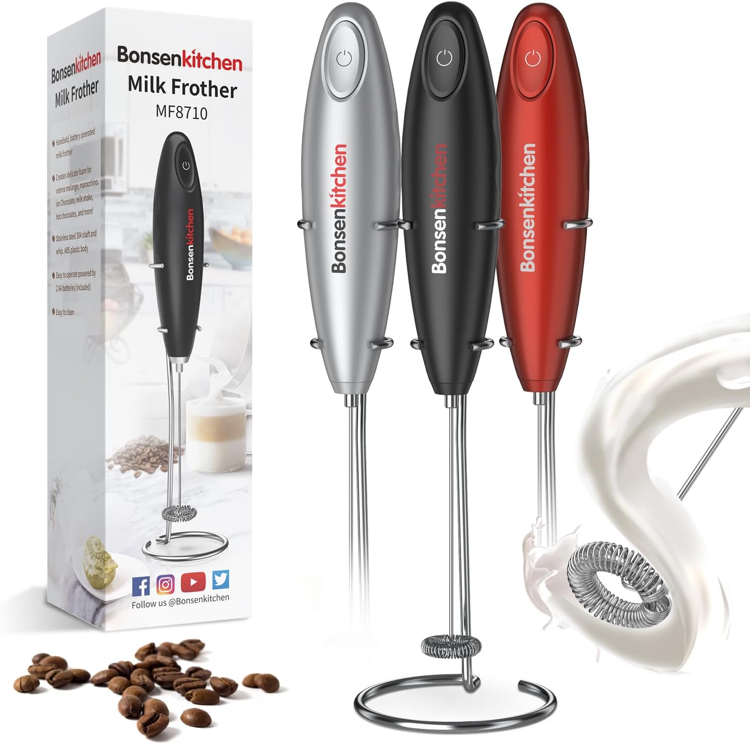 Amazon.com: Tenzo Electric Matcha Whisk and Milk Frother (Batteries ...