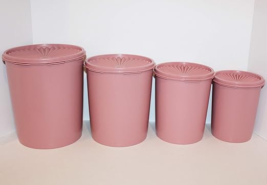 Amazon.com: Tupperware (4) Vintage Pink Mauve Servailier Rare Stacking ...