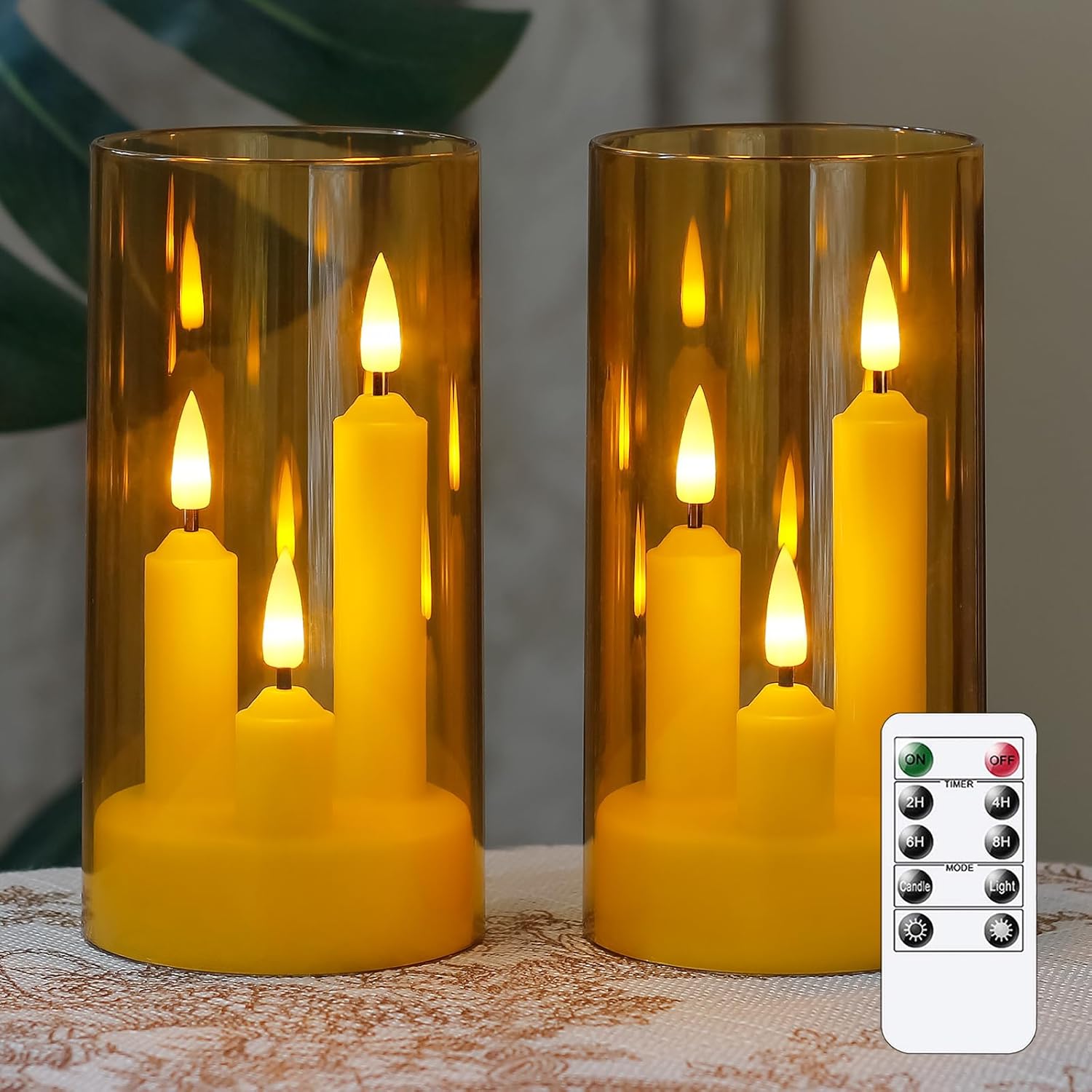 Amazon.com: Zevanor 3 in 1 Flameless Taper Short Candles with 10 Key ...