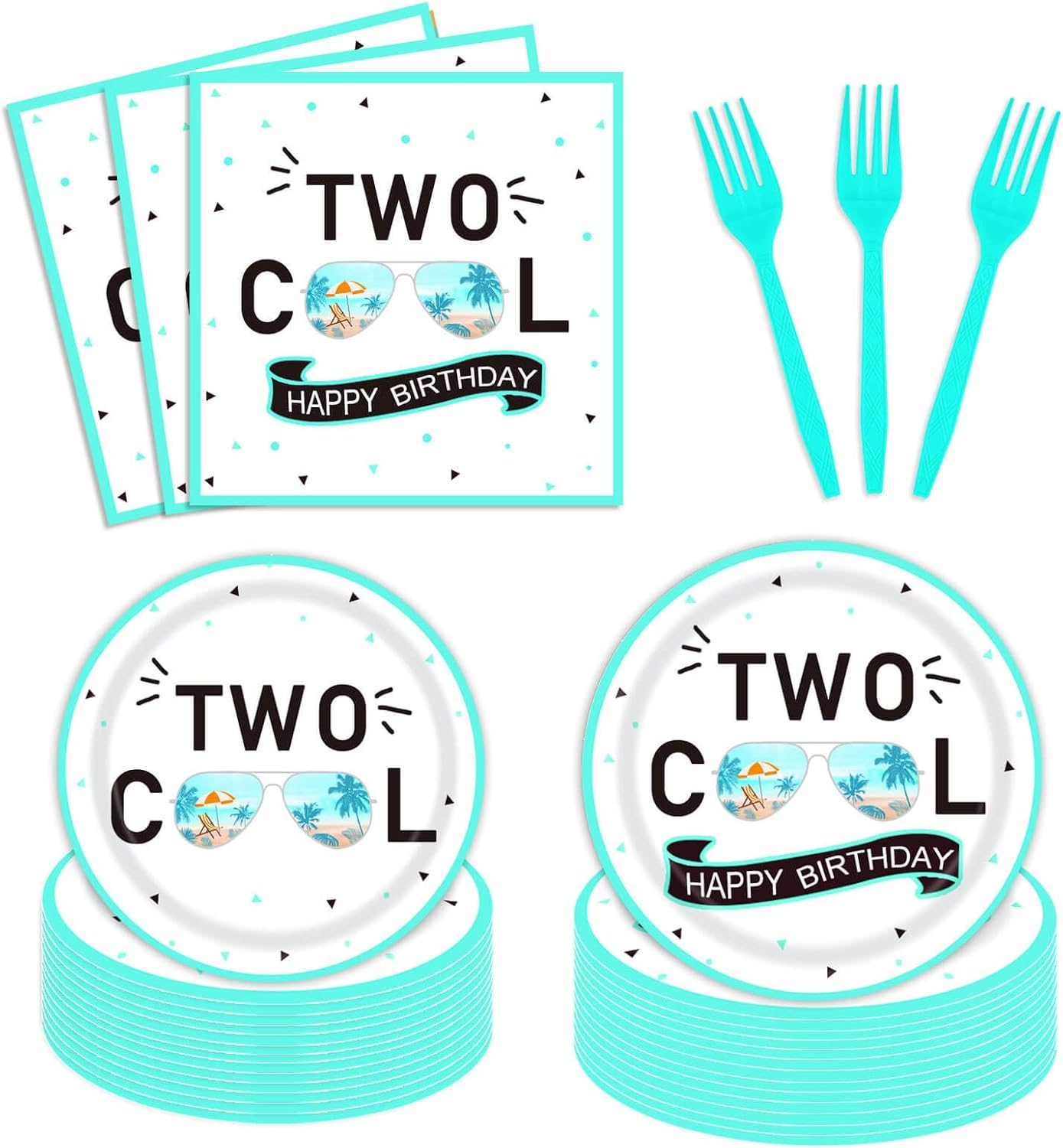 Amazon.com: 96 PCS Two Cool Birthday Party Supplies 2 Cool Birthday ...