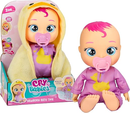 CRY BABIES Newborn Bath Time Zoe, Bambola Reagisce Quando Si Bagna ...